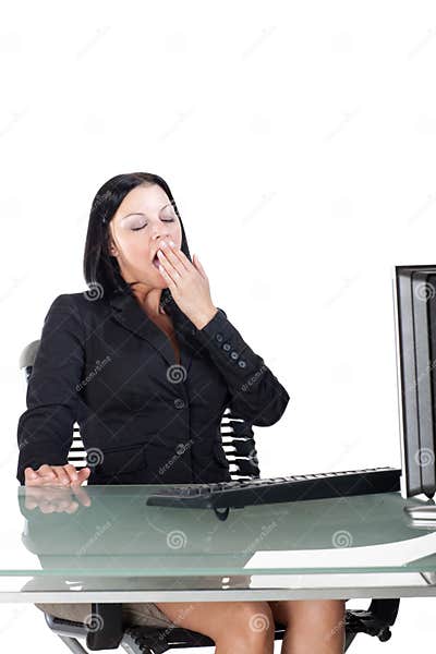 Office Worker Yawning at Desk Stock Image - Image of exhausted ...