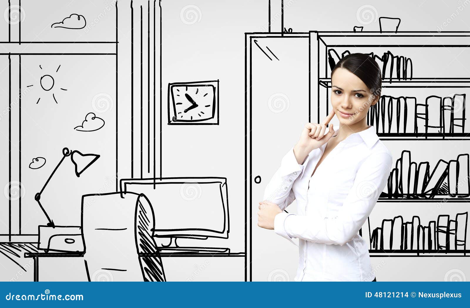 Office worker stock photo. Image of sketch, female, projector - 48121214