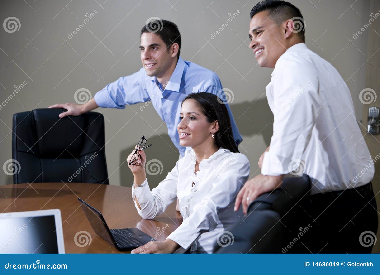 Office Workers in Boardroom Watching Presentation Stock Image - Image ...