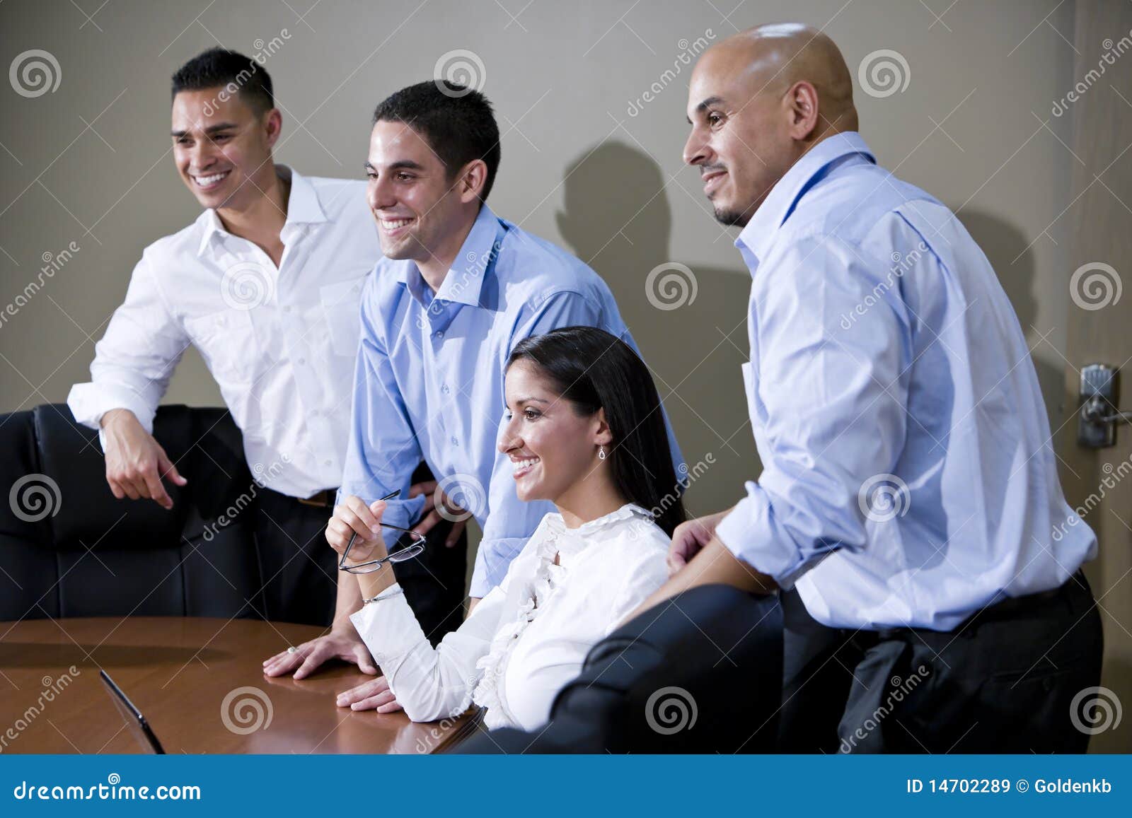Office Workers in Boardroom Watching Presentation Stock Image - Image ...