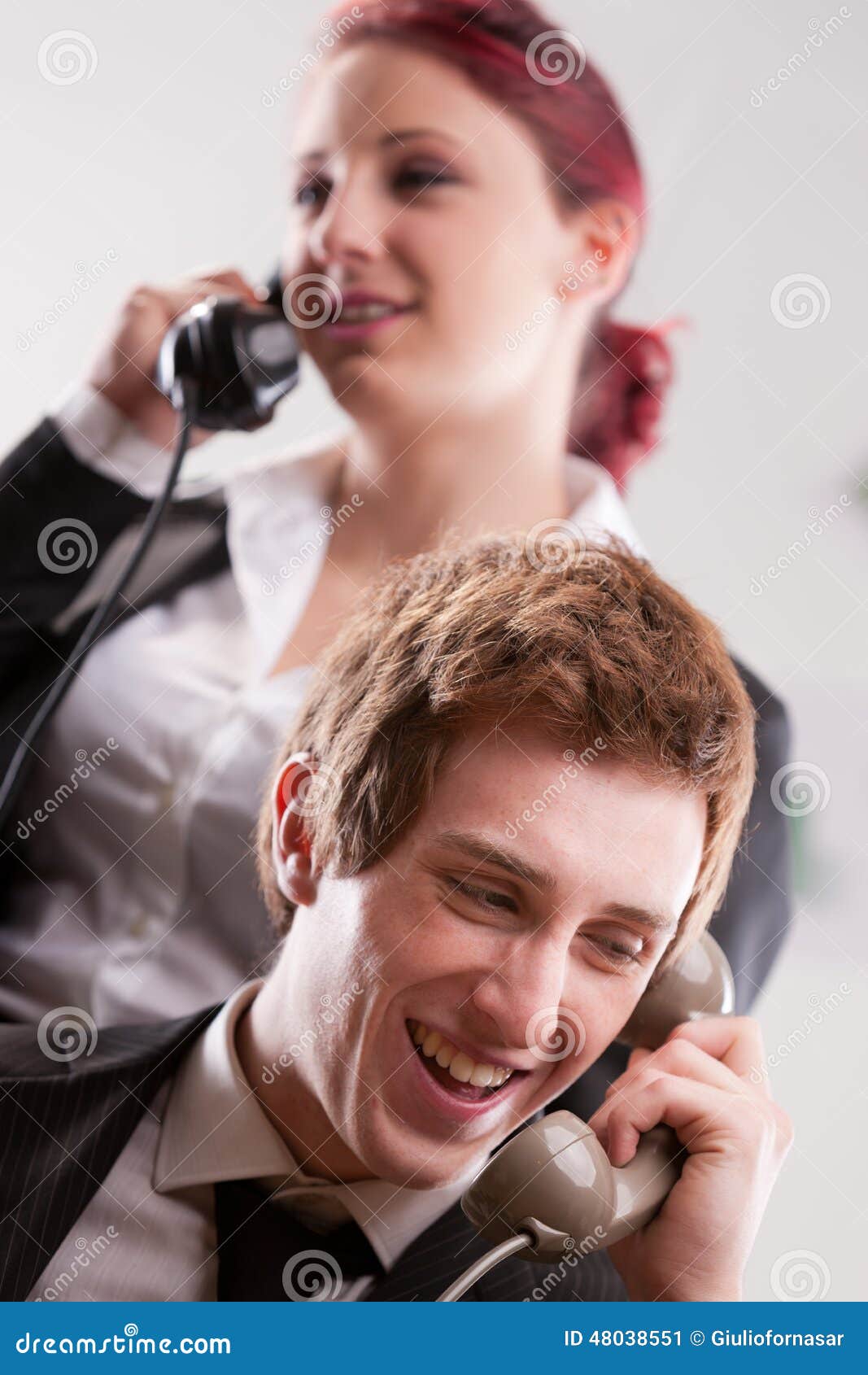 Office Workers in a Call Center with Phones Stock Image - Image of ...