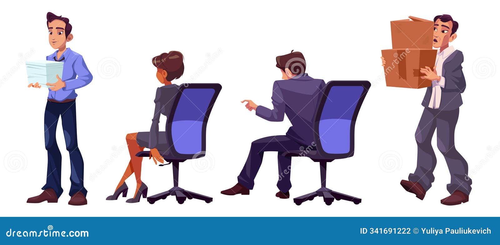 Office Workers Characters in Different Tasks. Stock Vector ...
