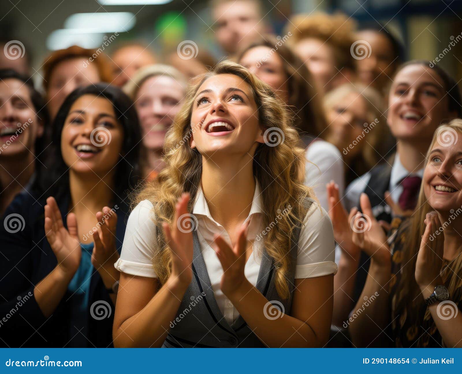 Office Workers Clapping for Colleagues Success Stock Illustration ...