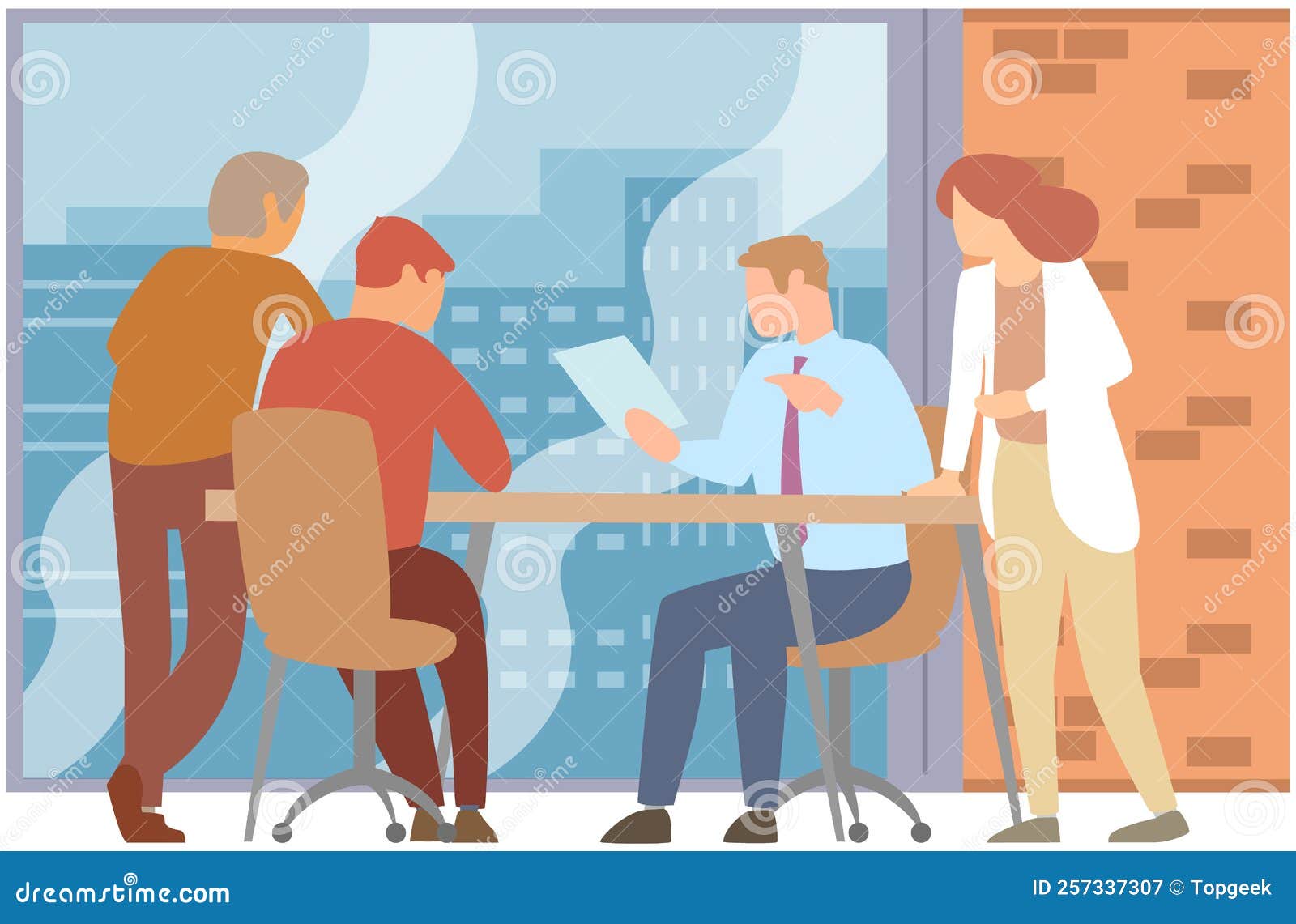 Office Workers. Co-workers. Colleagues Discuss Project Teamwork. Office ...