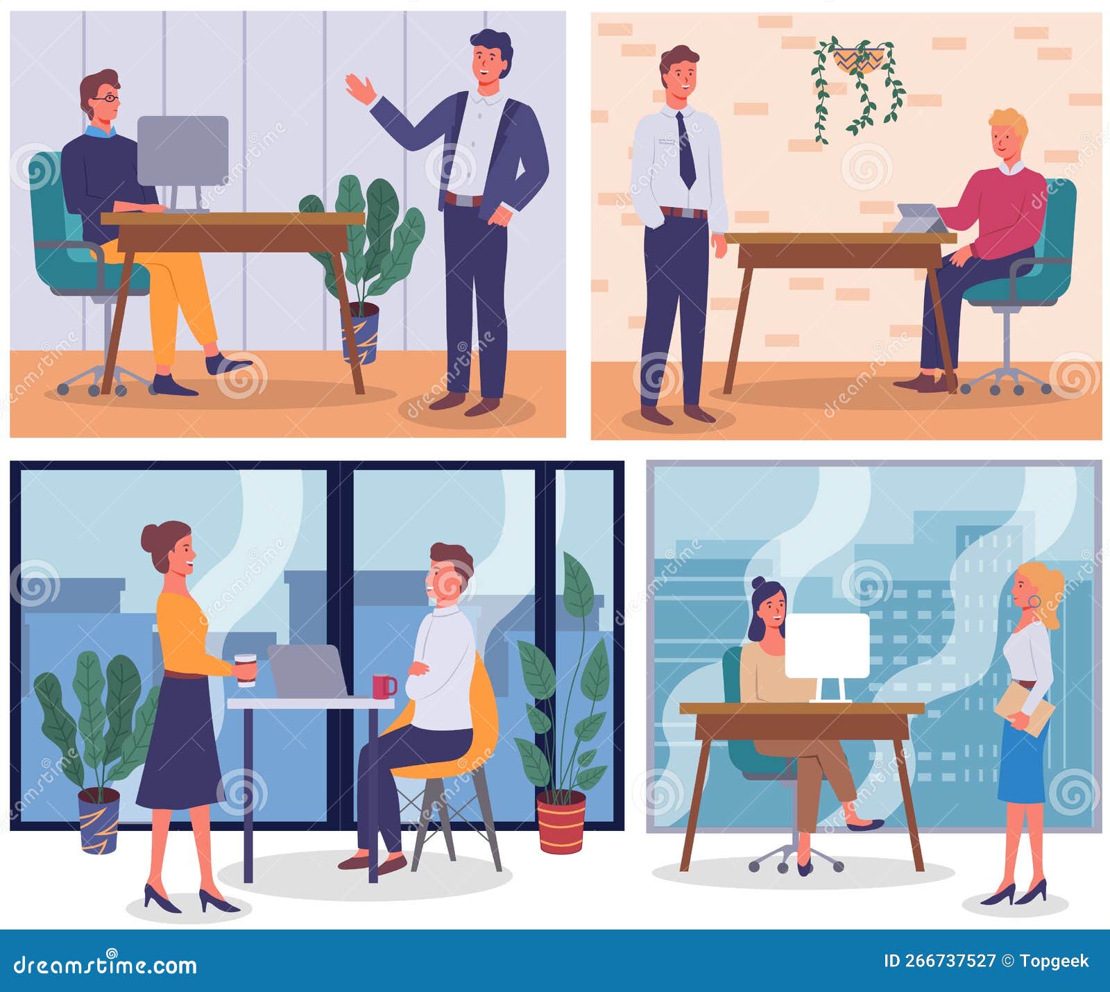 Office Workers. Co-workers. Colleagues Discuss Project Teamwork. Office ...