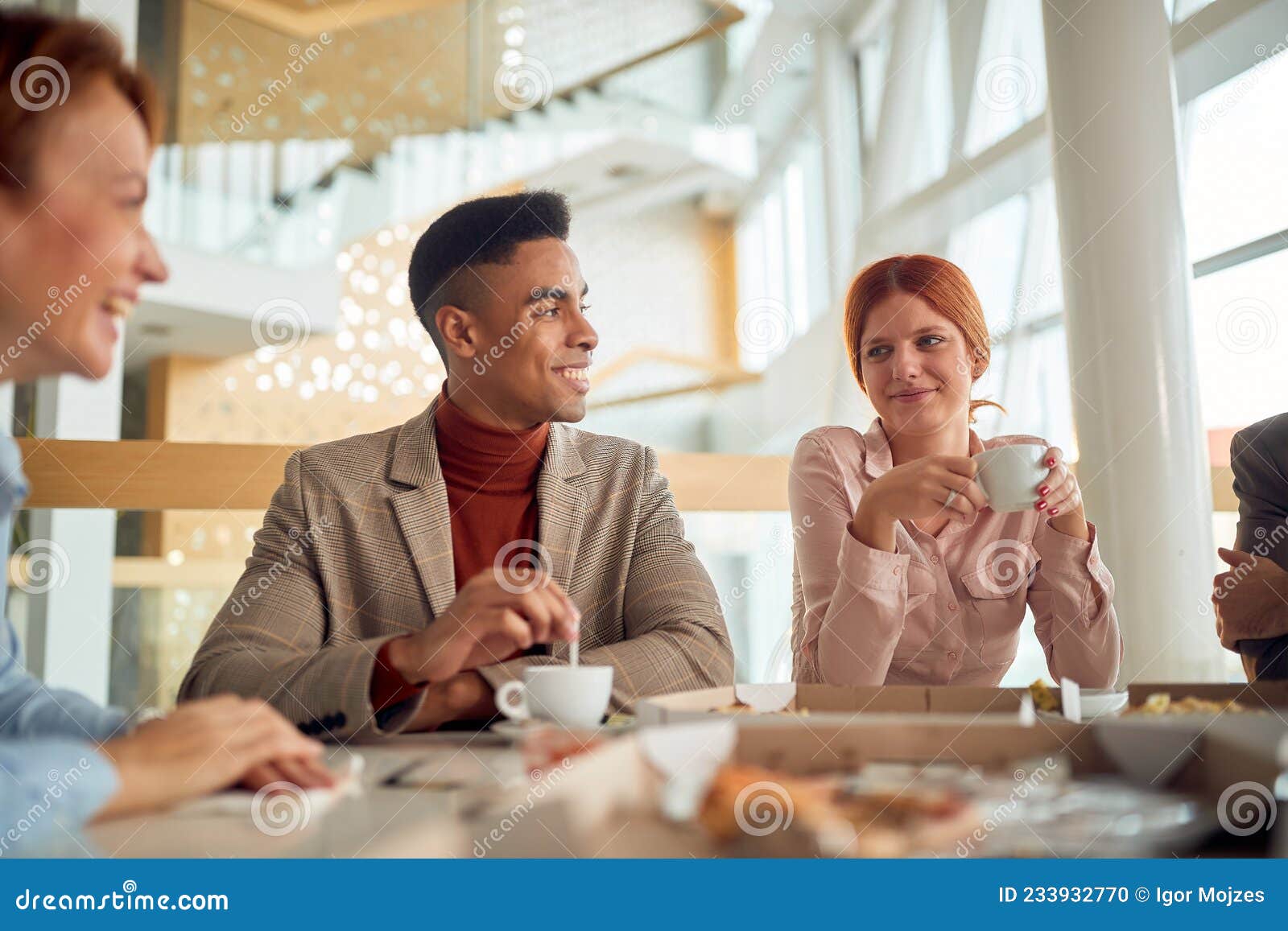 Office Workers Eating and Discussion Stock Photo - Image of colleagues ...