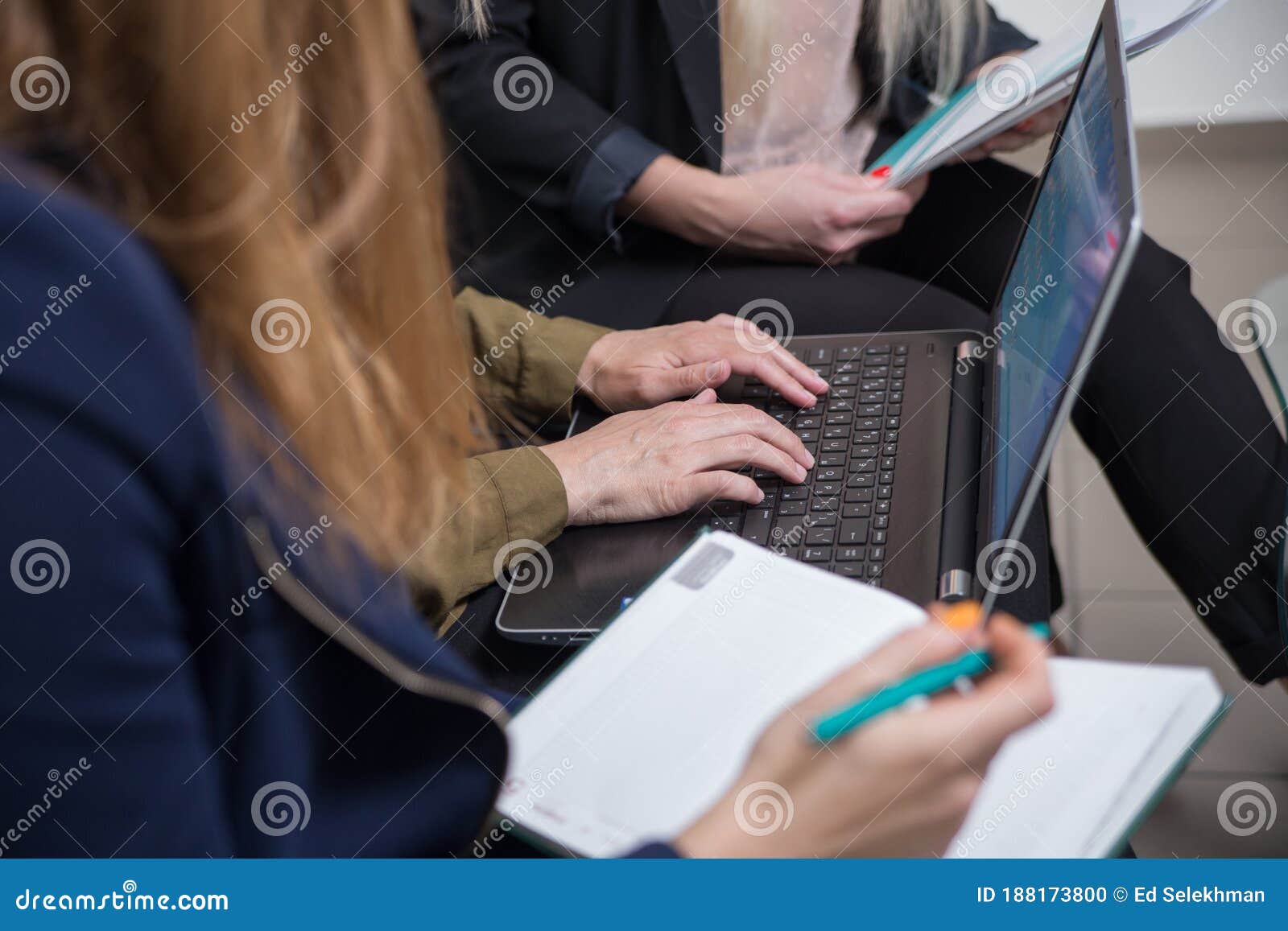 Office Workers Fill Out Documents Stock Photo - Image of horizontal ...