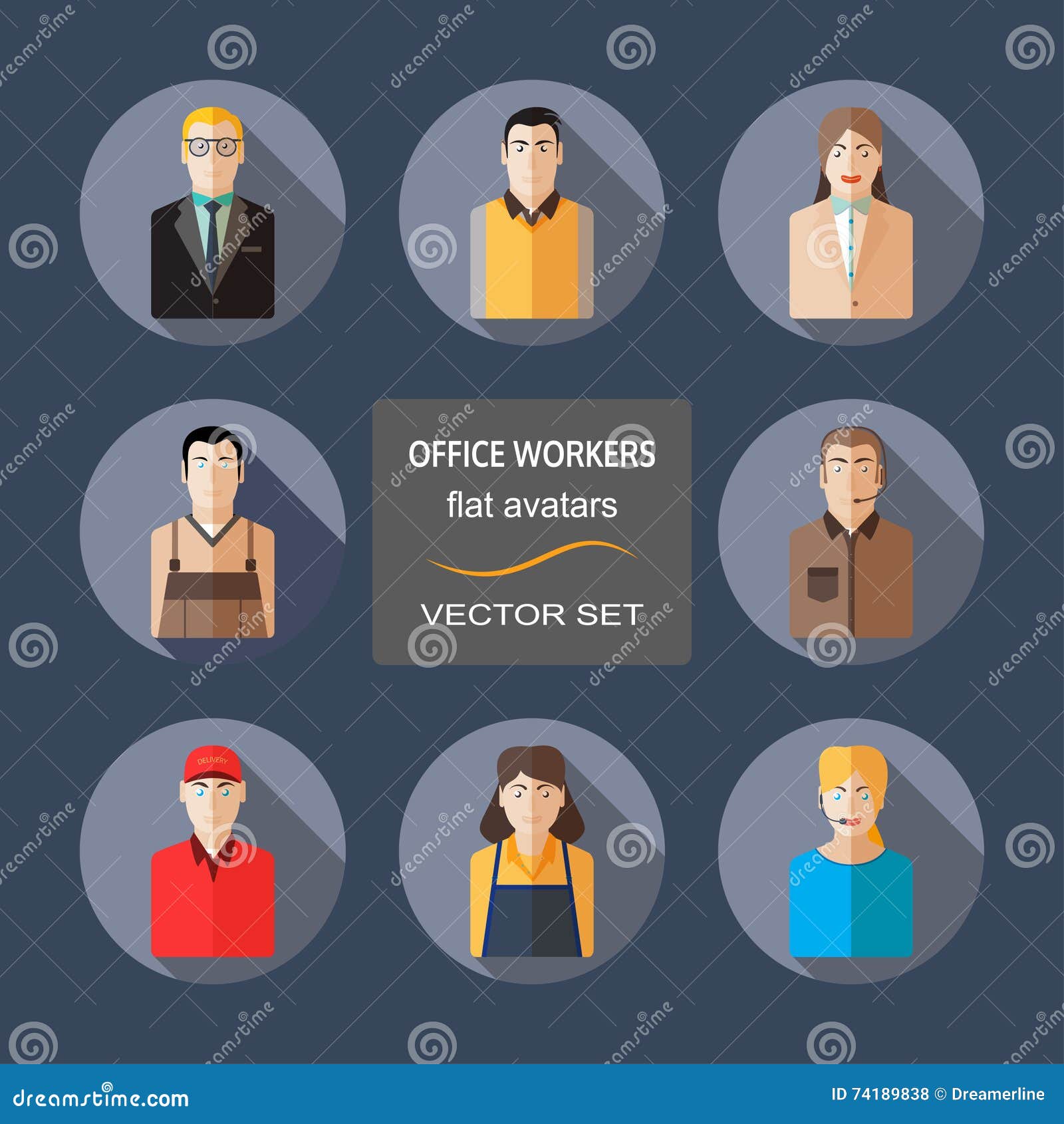 Office Workers Flat Avatars Vector Set. Stock Vector - Illustration of ...