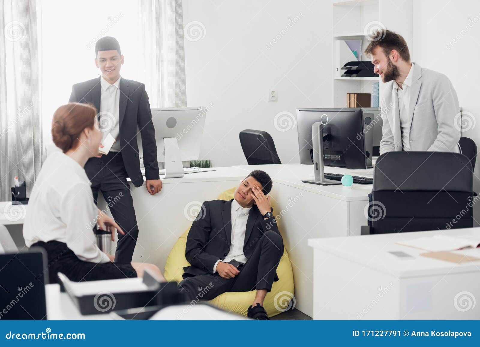 Office Workers Have a Break Time, they Talk about Something Stock Image ...