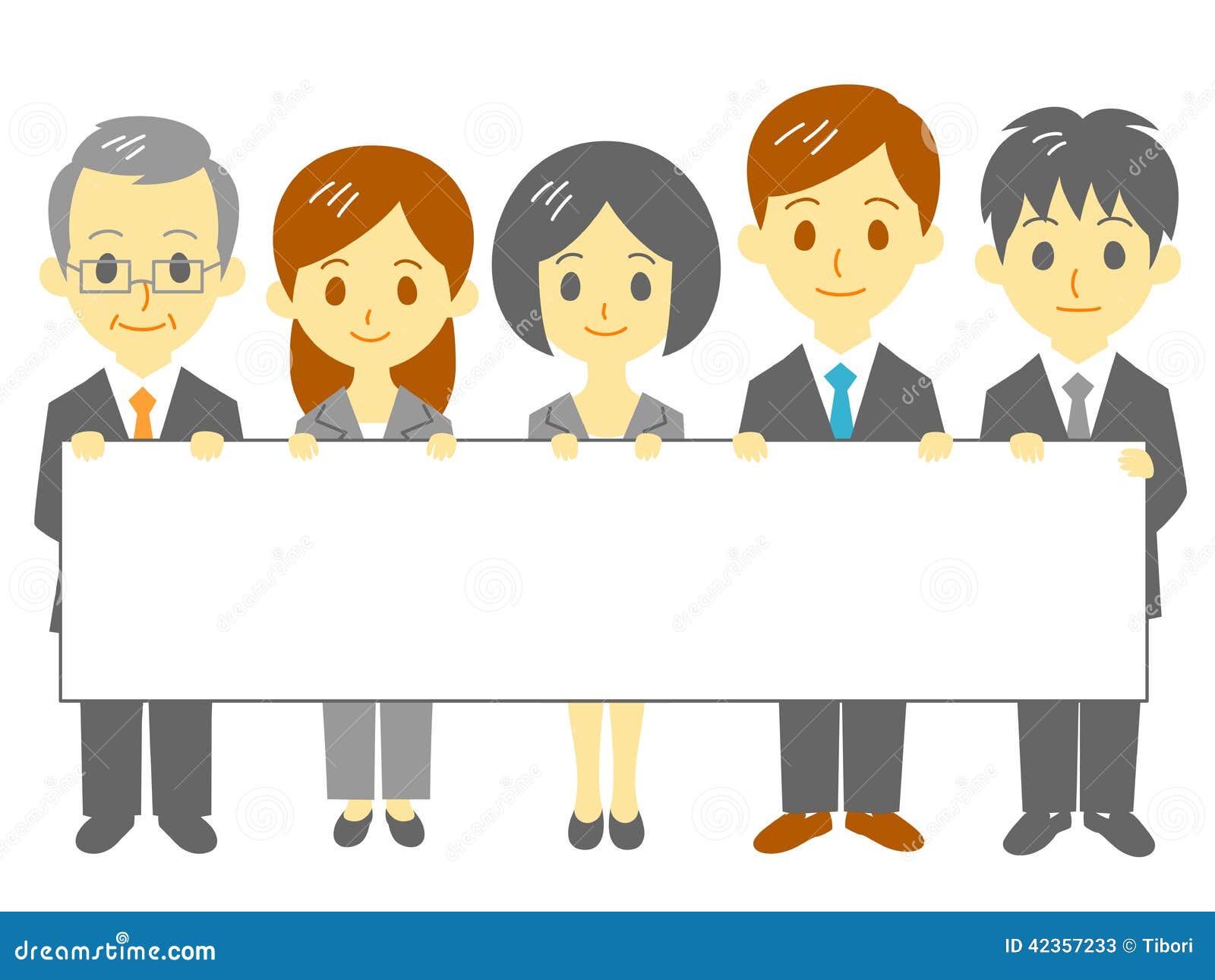 Office Workers Holding Blank Banner Stock Vector - Illustration of ...