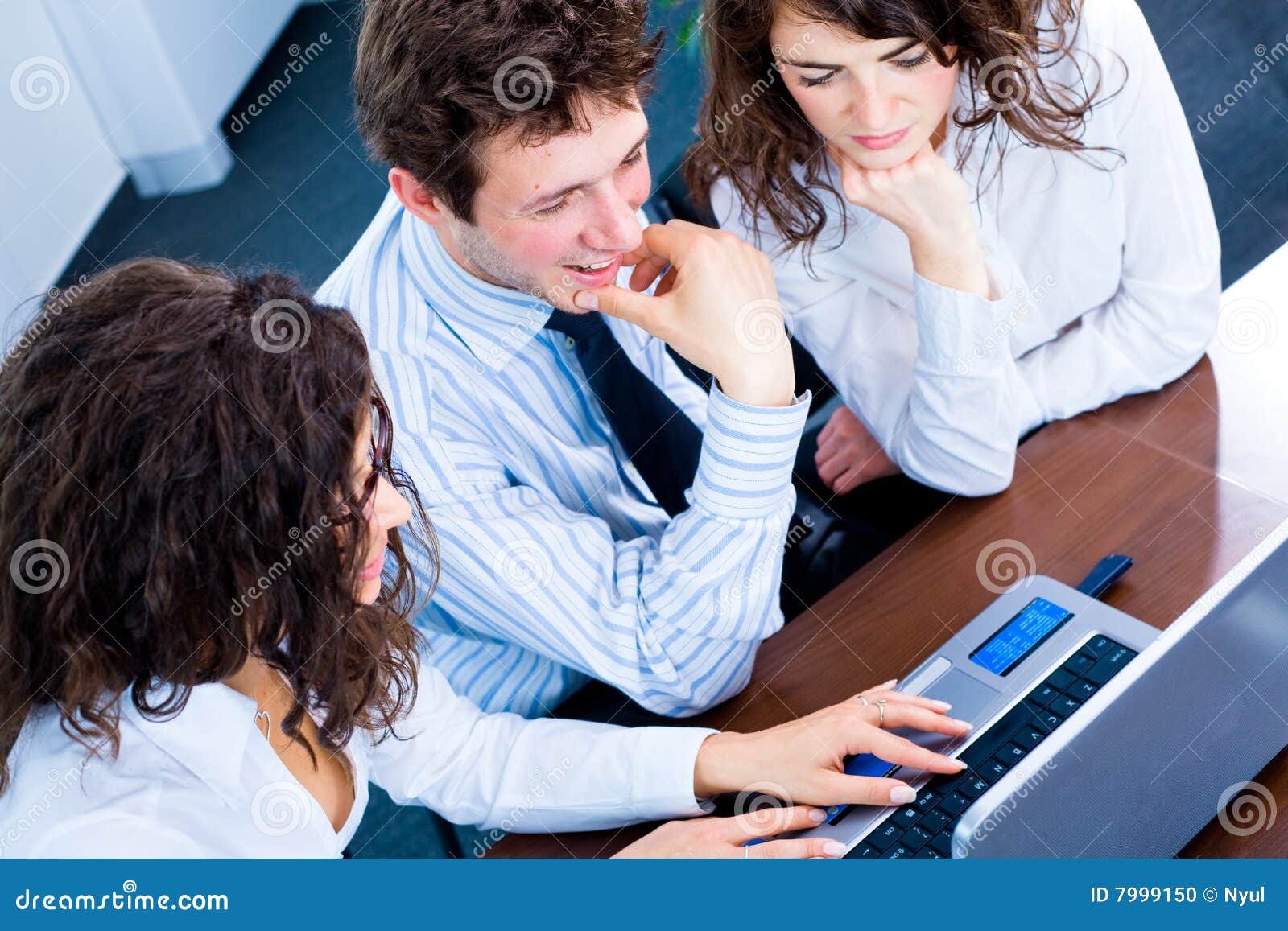 Office workers with laptop stock photo. Image of consulting - 7999150