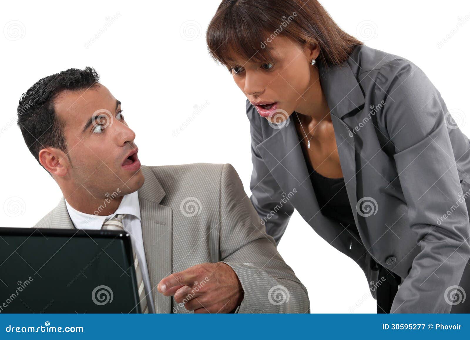 Office Workers Look Shocked Stock Image - Image of desk, attractive ...
