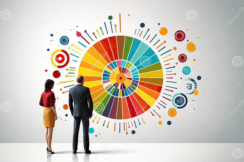 Office Workers Looking at Work Charts on a White Wall. Stock Photo ...