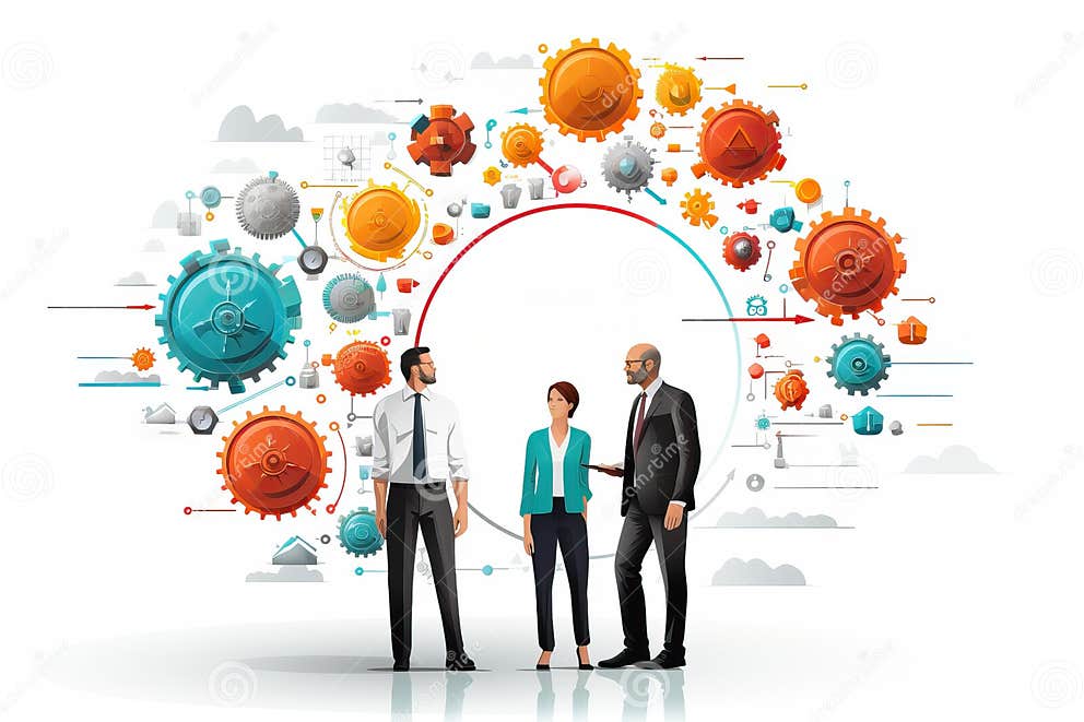 Office Workers Looking at Work Charts on a White Wall. Stock Photo ...