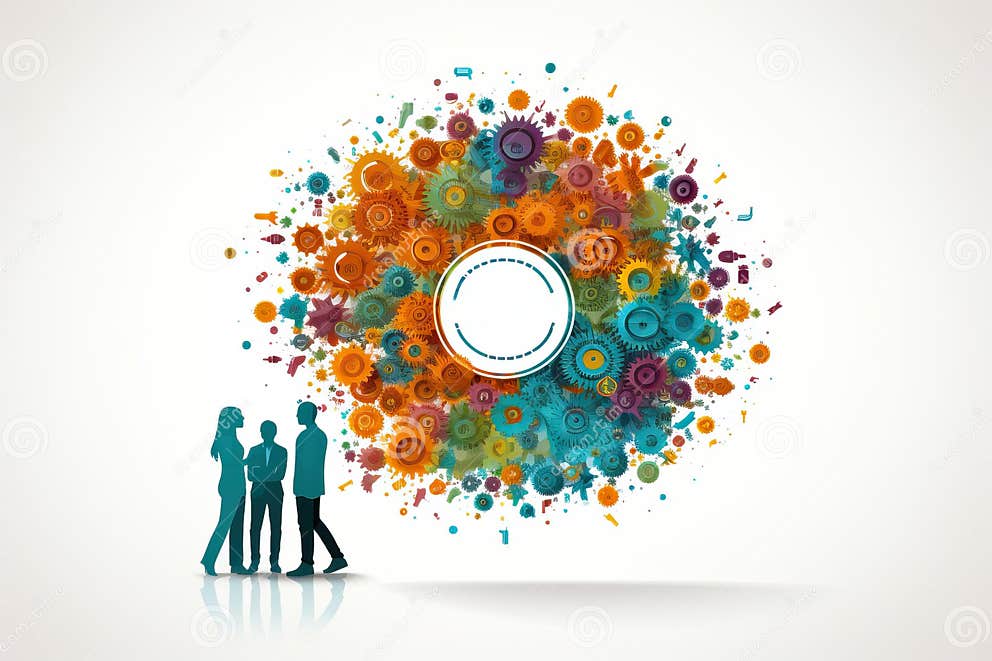 Office Workers Looking at Work Charts on a White Wall. Stock Image ...