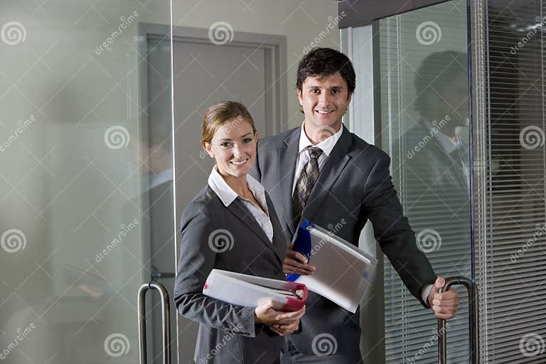 Office Workers Opening Boardroom Door Stock Photo - Image of executive ...