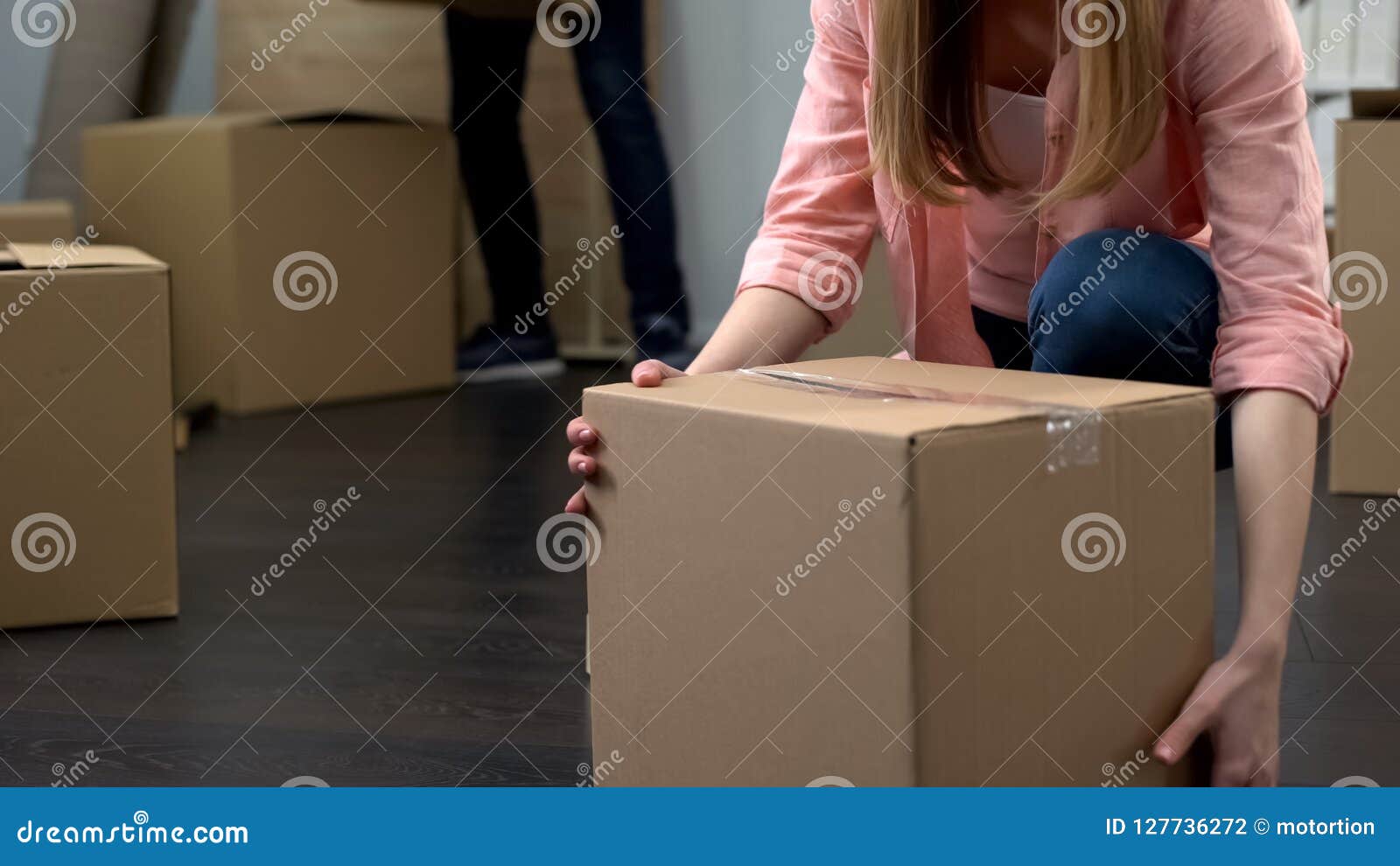 Office Workers Packing Equipment and Stuff for Removal, Business ...