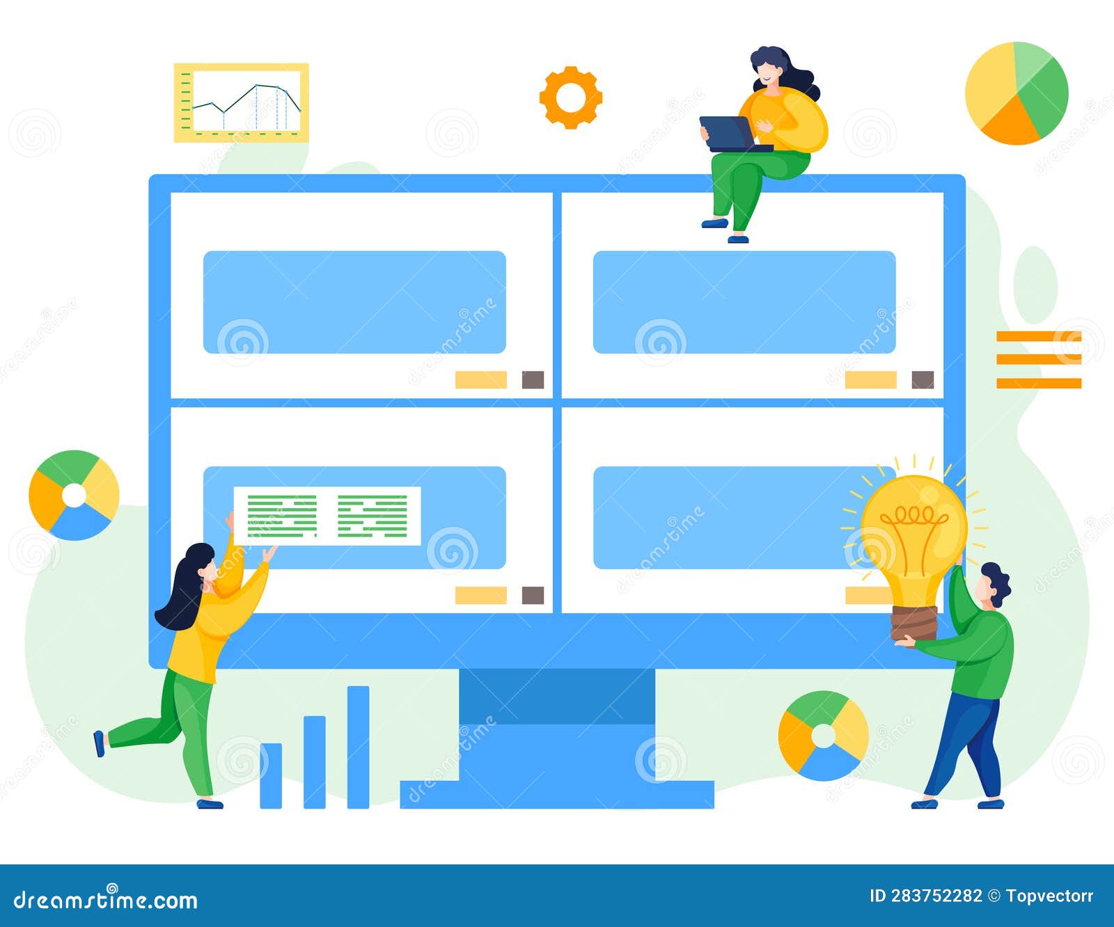 Office Workers People Solving Work Problems at Video Conference ...