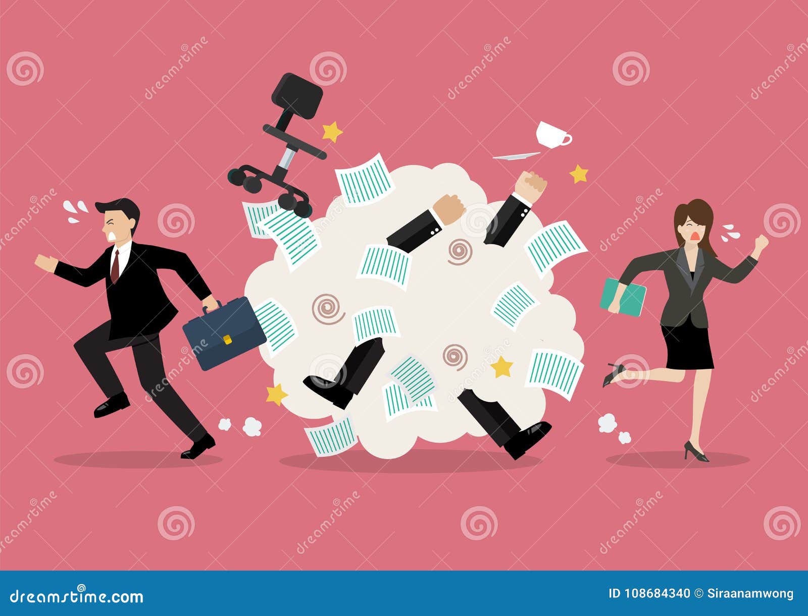 Office Workers Scuffling at Work Stock Vector - Illustration of ...