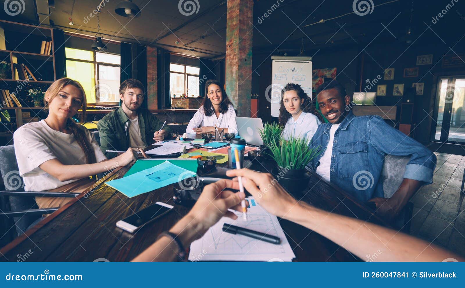 Office Workers are Smiling and Laughing Looking at Camera during ...