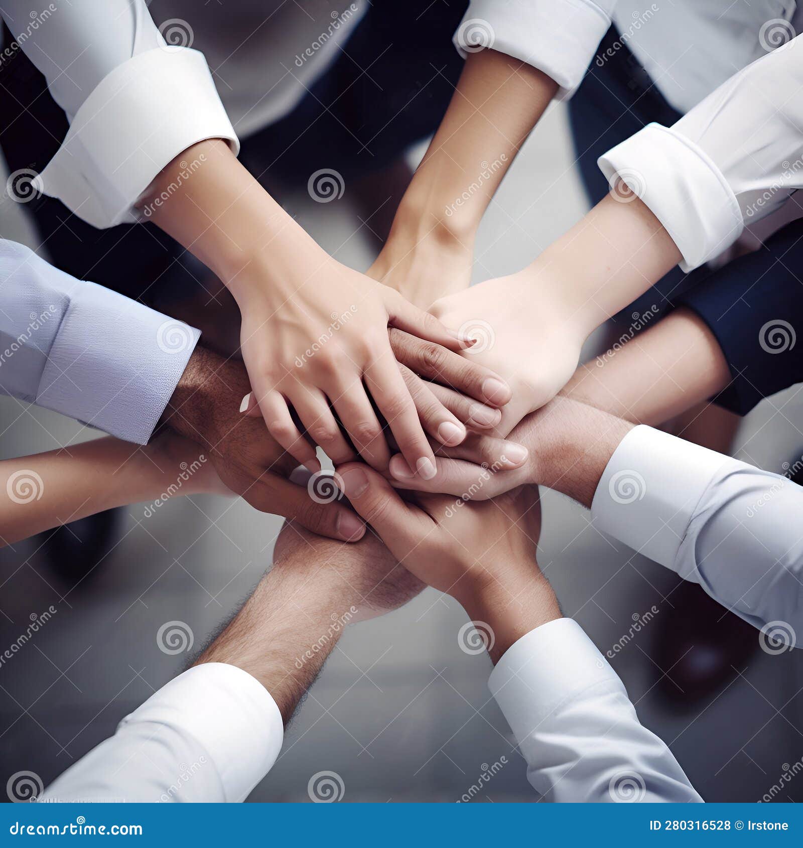 Office Workers Stack Hands Together As Symbol To Be a Team ...