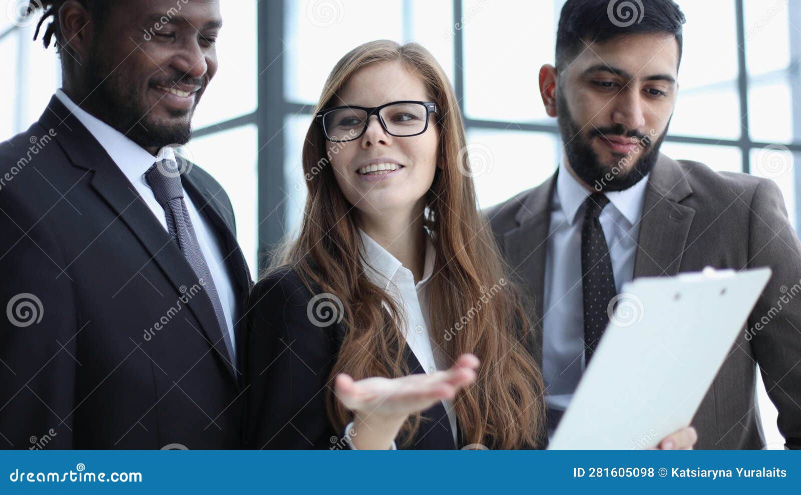 Office Workers are Standing in a Corridor of an Agency Building ...
