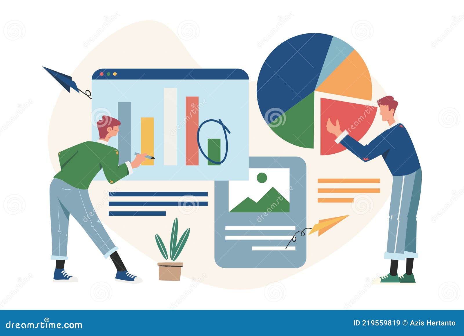 Office Workers are Studying the Infographic, Analysis of the ...