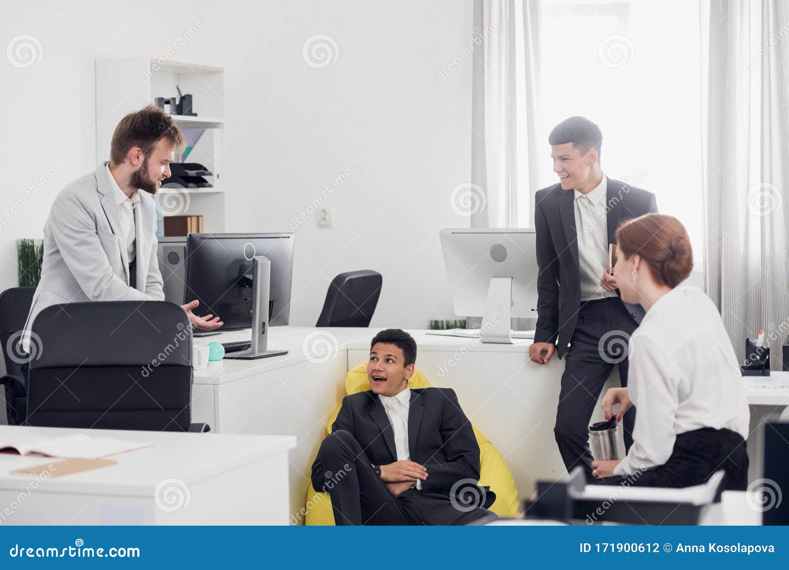 Office Workers are Talking during Working Day in the Office Stock Photo ...