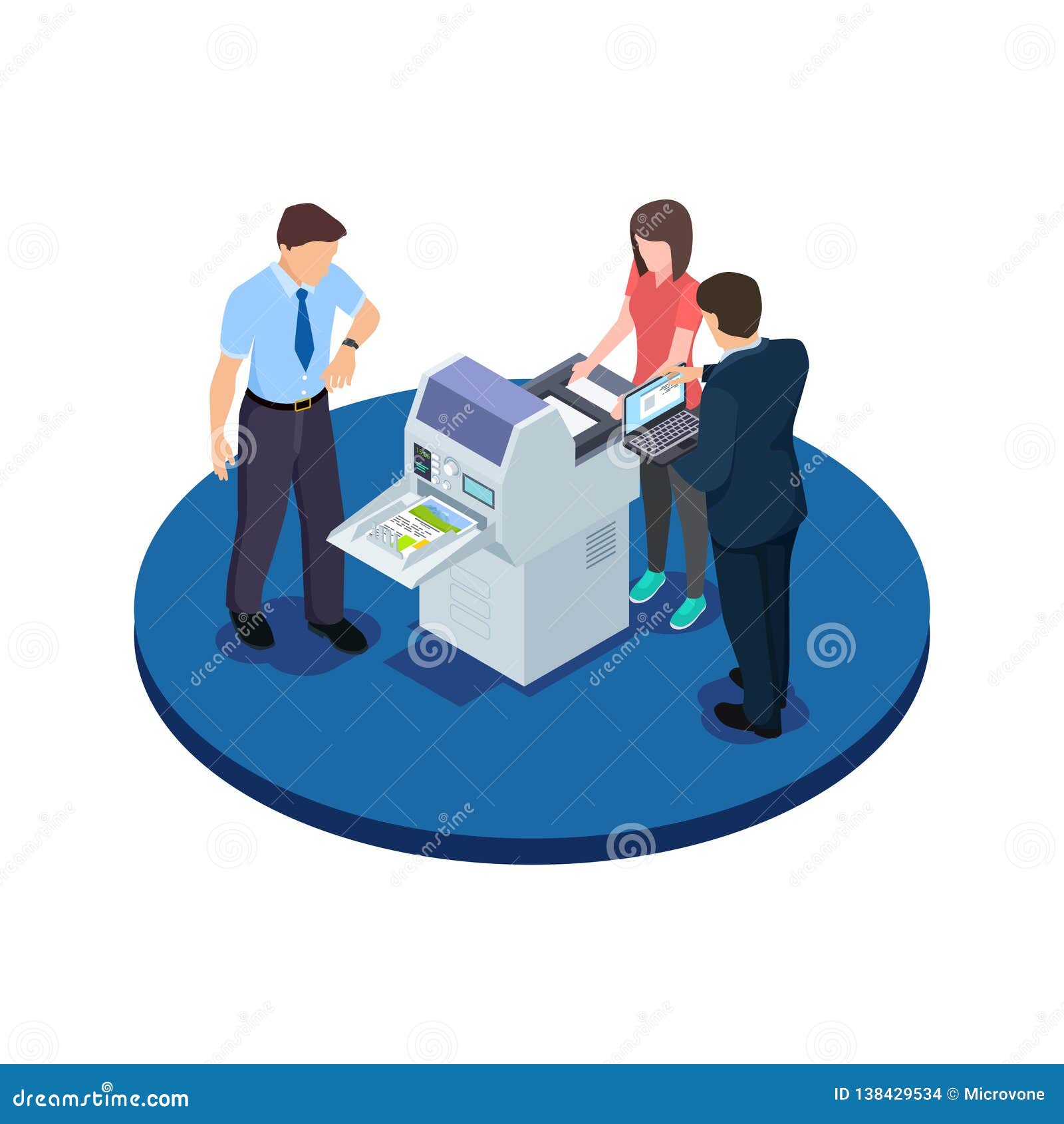 Office Workers are Testing a New Printer Isometric Vector Concept Stock ...