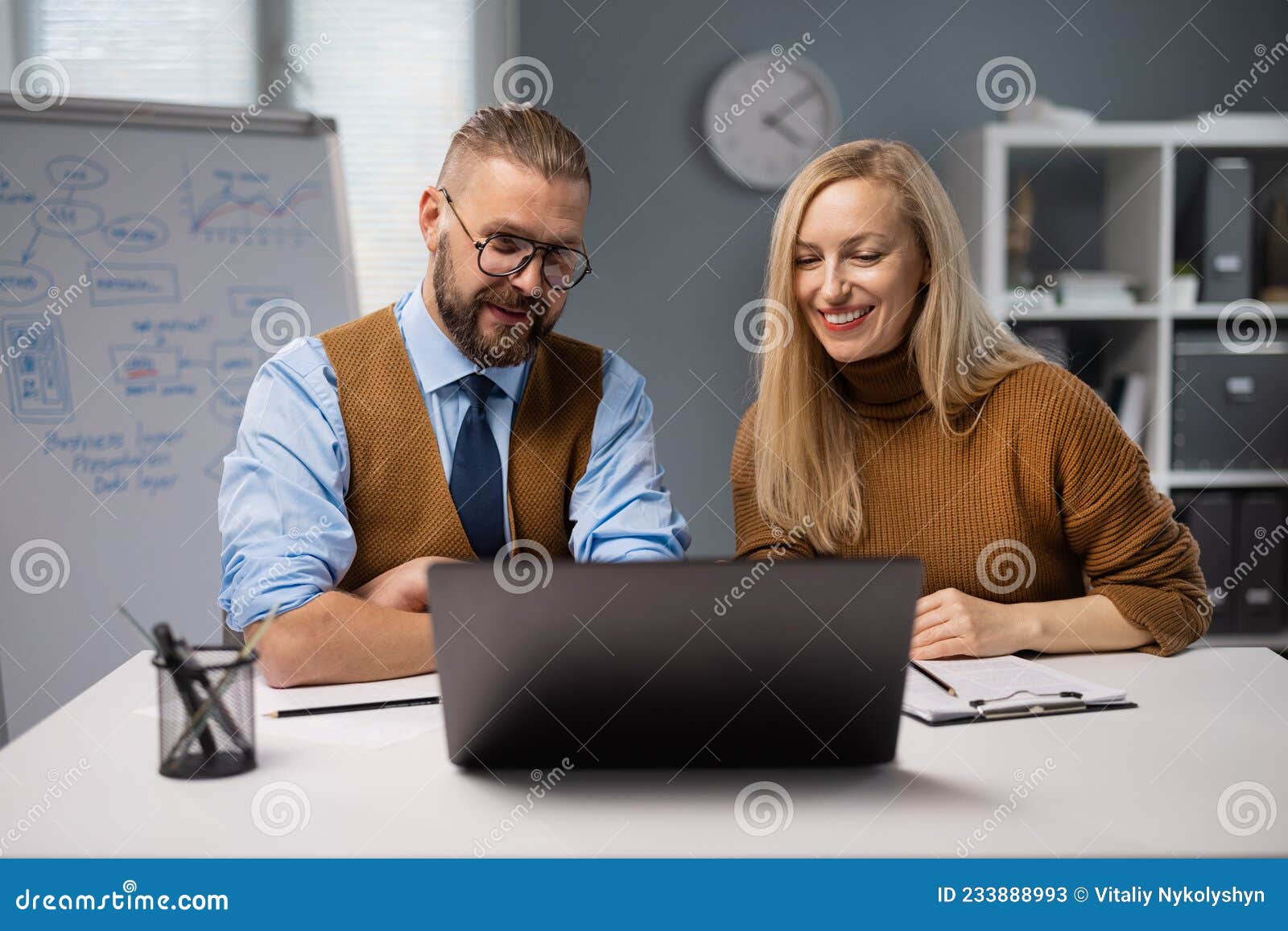 Office Workers Using Laptop Stock Image - Image of working, together ...