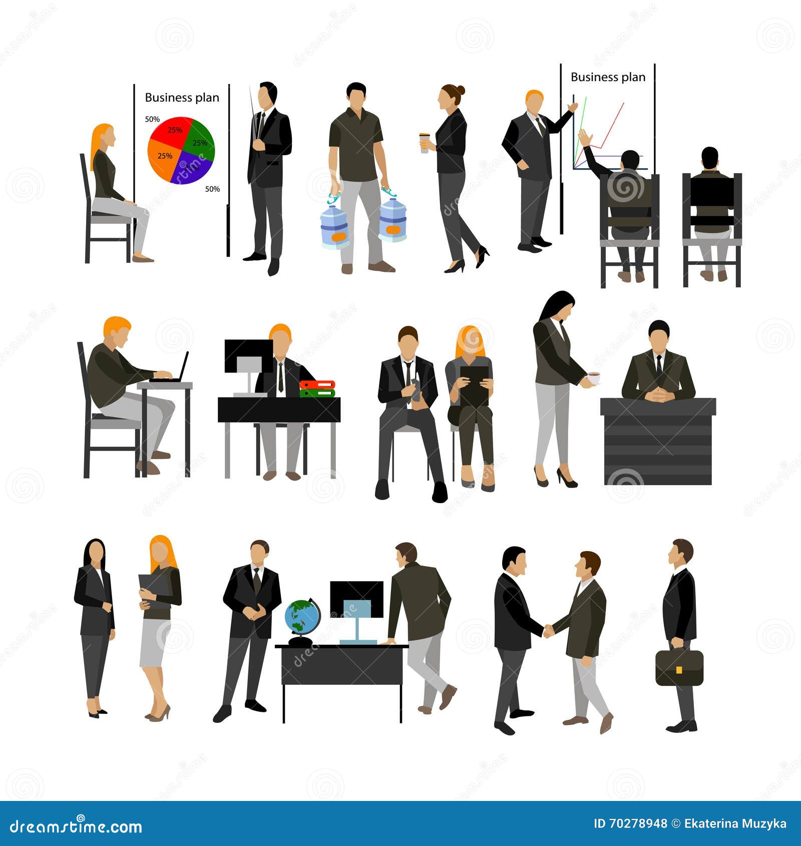 Office workers vector set. stock vector. Illustration of decorative ...