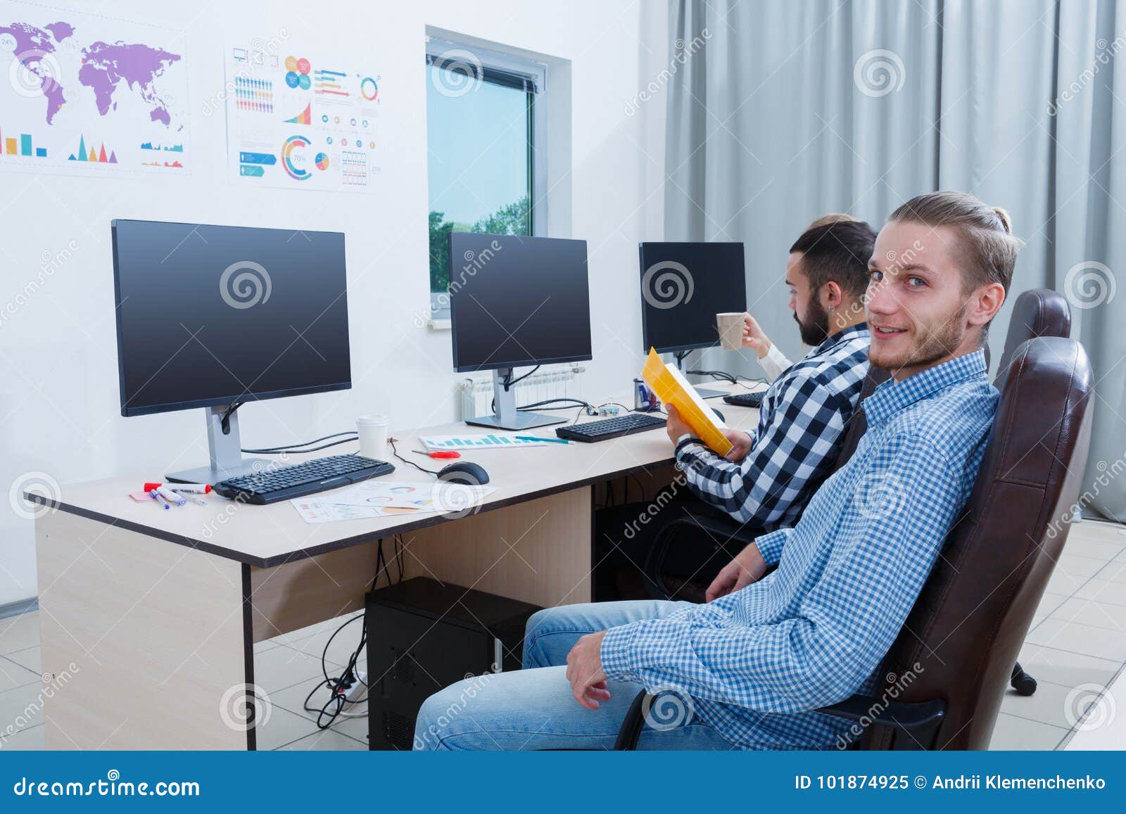 Office with Workers Who are Sitting at the Computers Stock Image ...