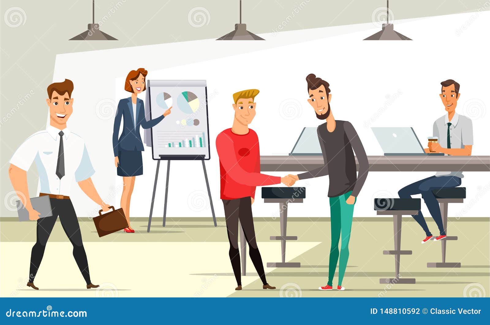 Office Workers at Workplace Vector Illustration Stock Vector ...
