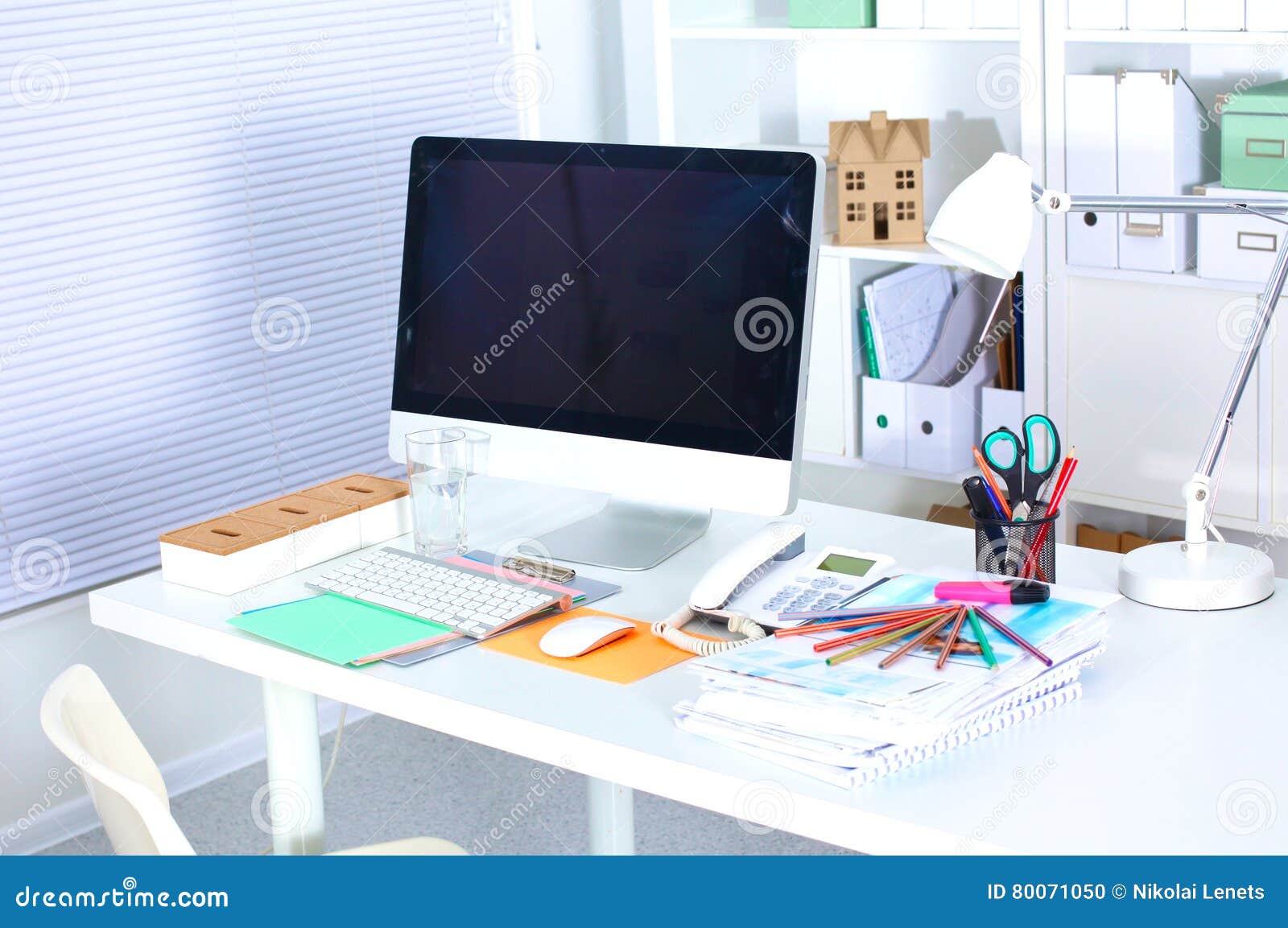 Office Working Desk with Computer and Paperwork Stock Photo - Image of ...