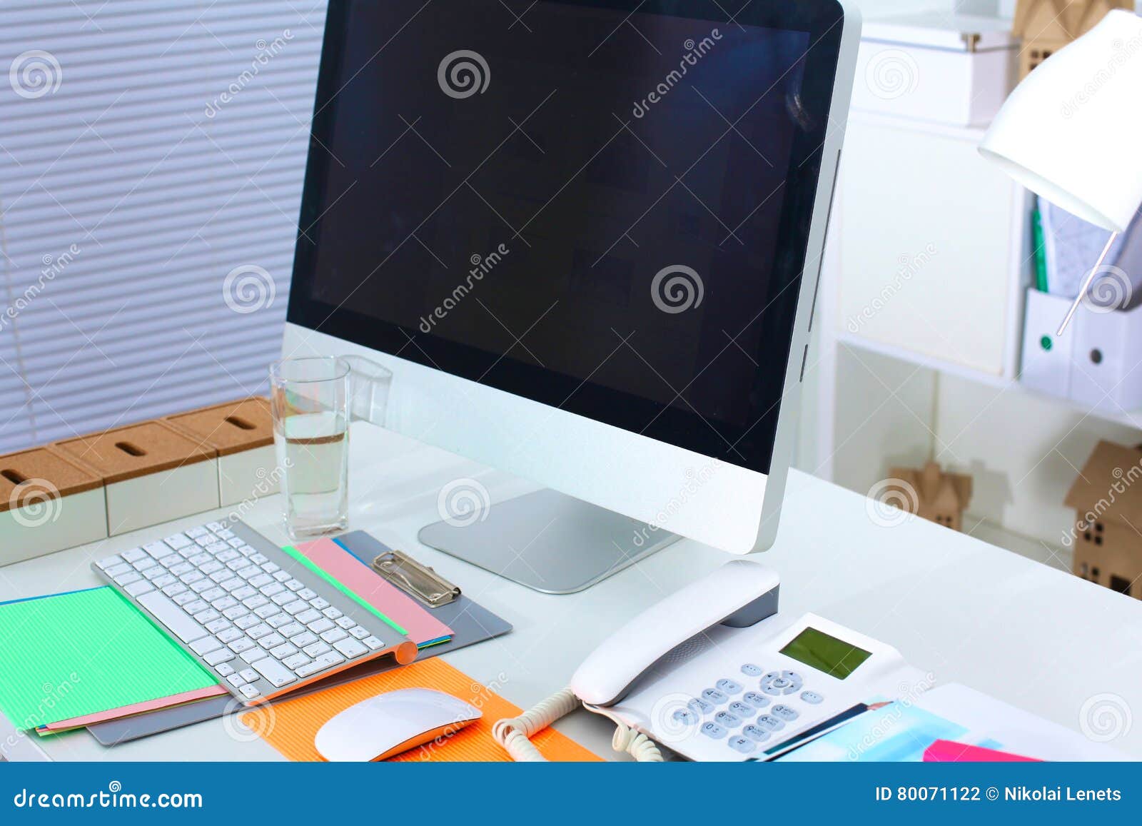 Office Working Desk with Computer and Paperwork Stock Photo - Image of ...