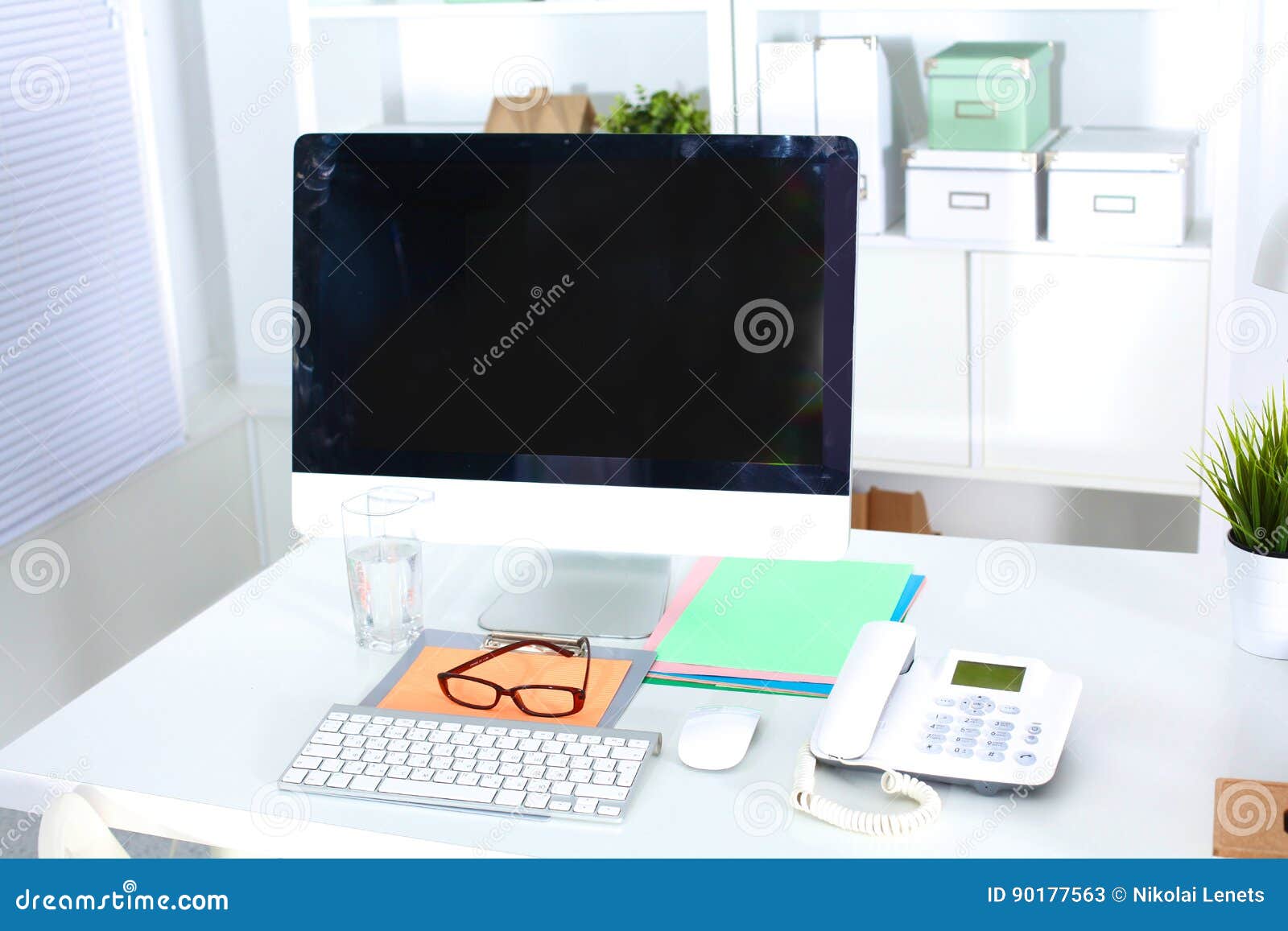 Office Working Desk with Computer and Paperwork Stock Image - Image of ...