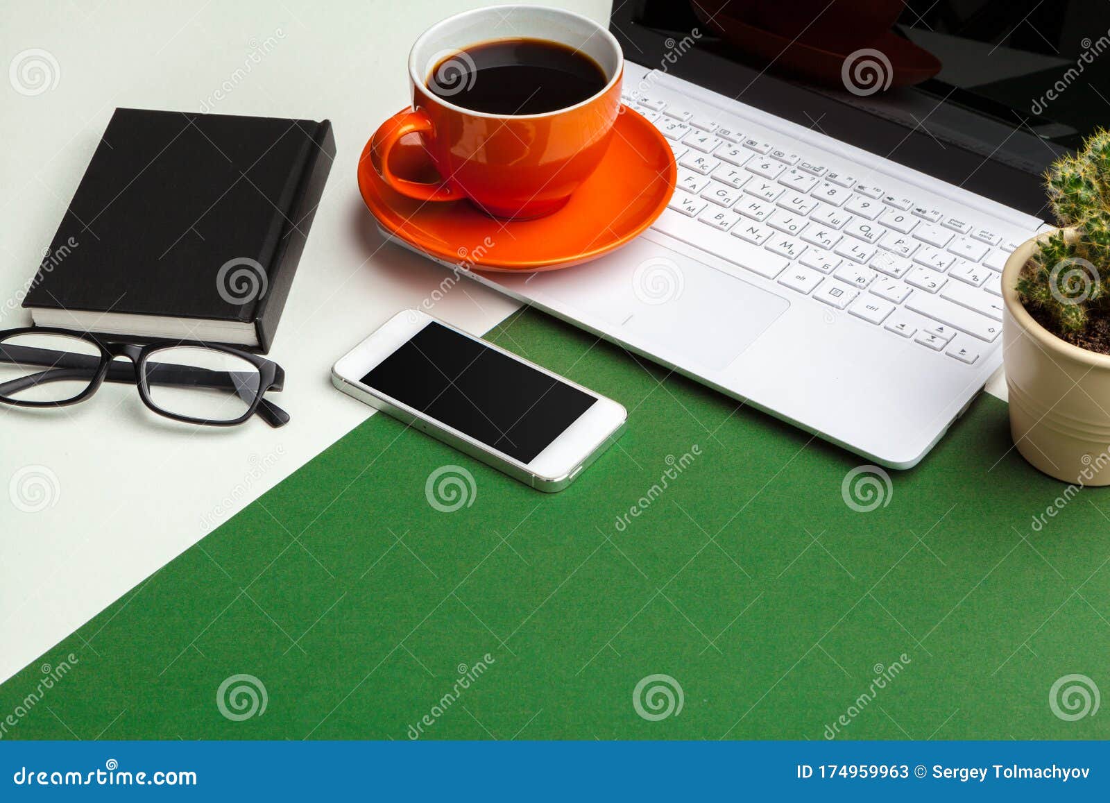 Office Working Desk Top View. Creative Photo. Stock Image - Image of ...