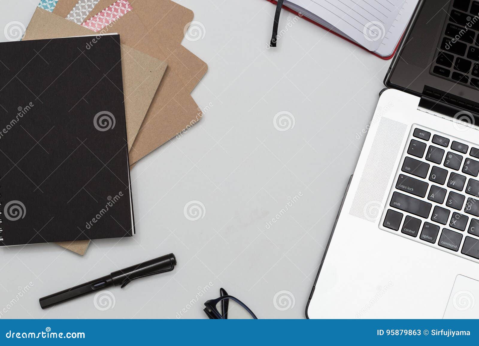Office Working Desk Top View Stock Image - Image of work, concept: 95879863