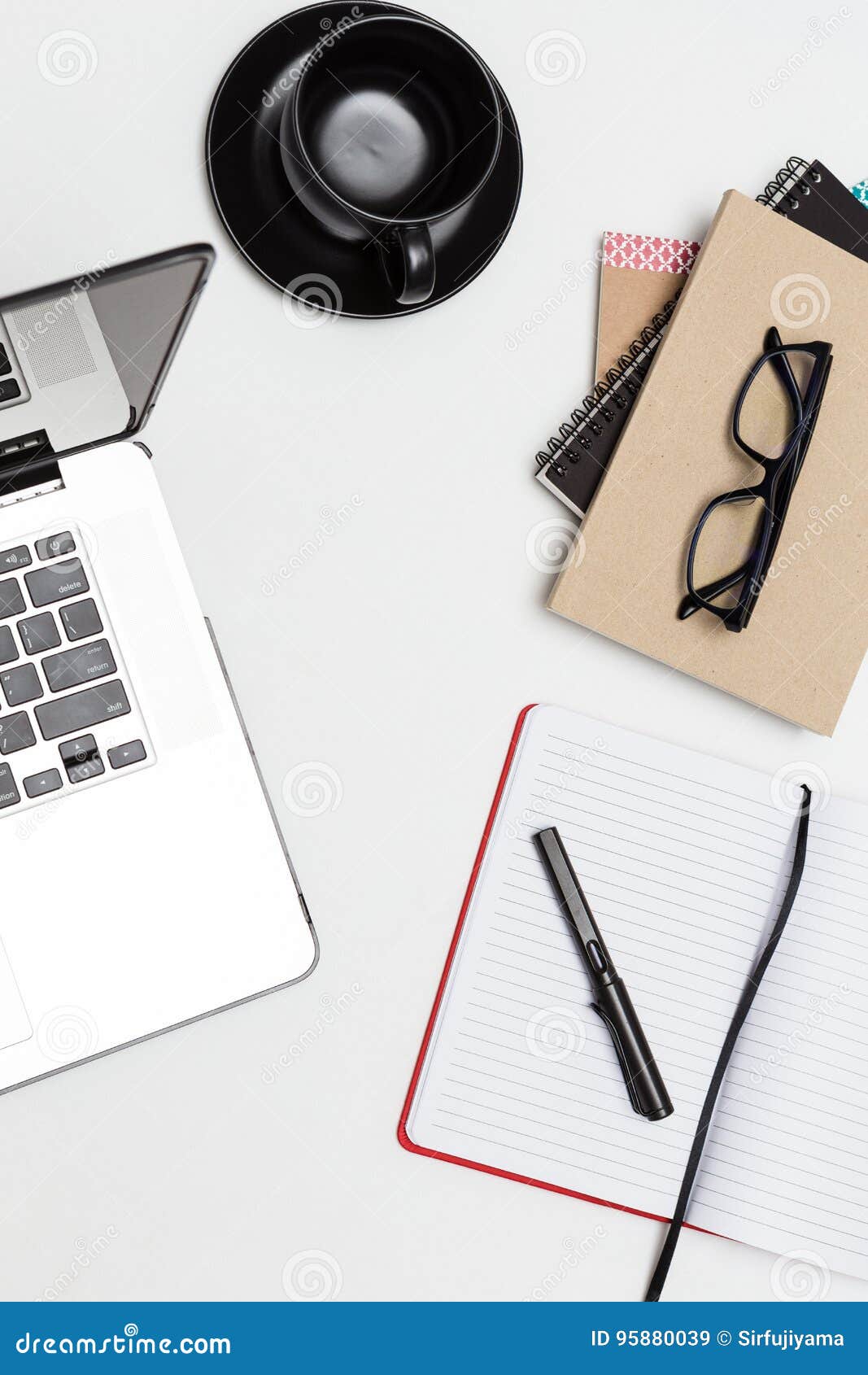 Office Working Desk Top View Stock Image - Image of paper, laptop: 95880039