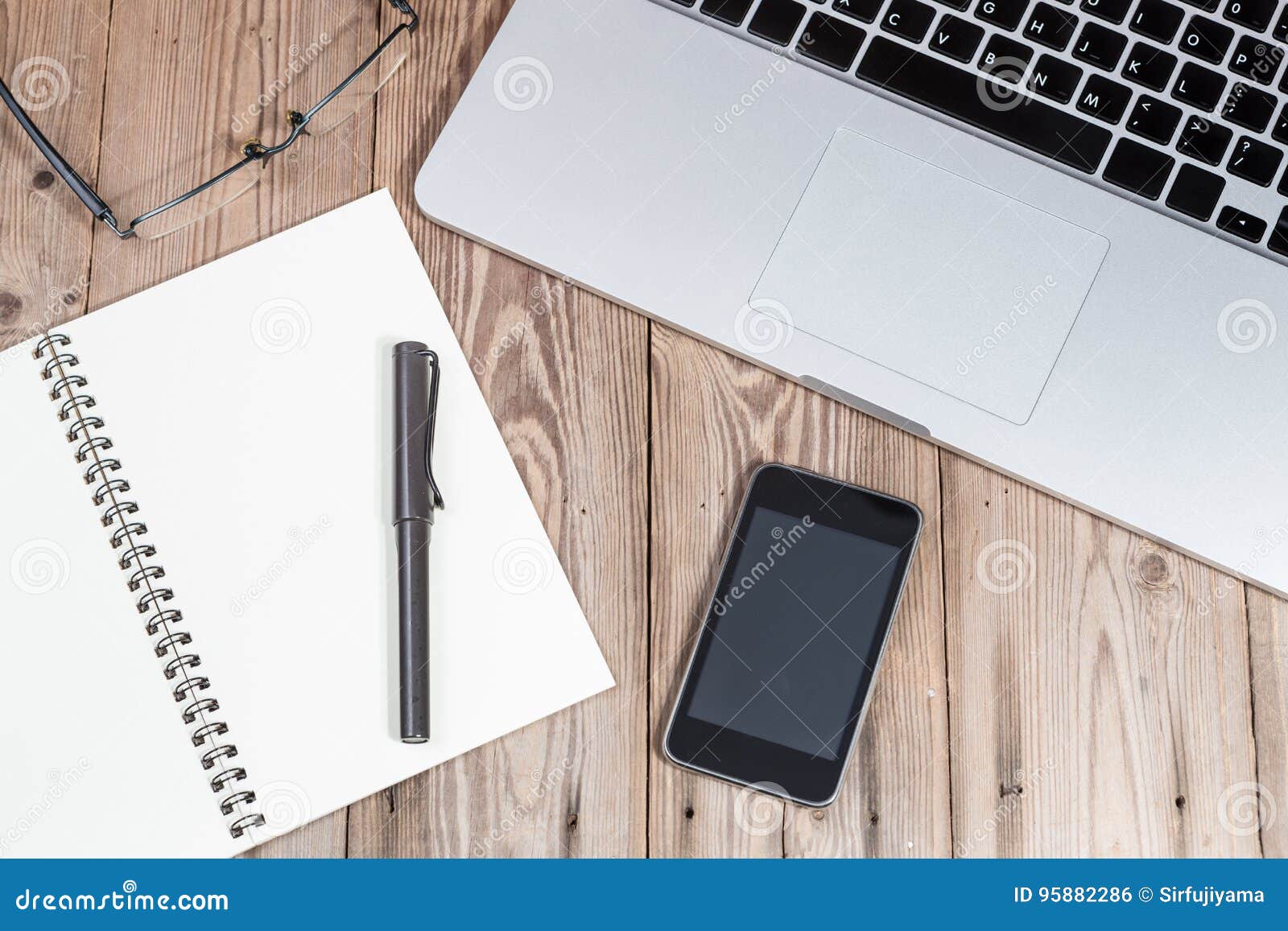 Office Working Desk Top View Stock Photo - Image of creative, space ...