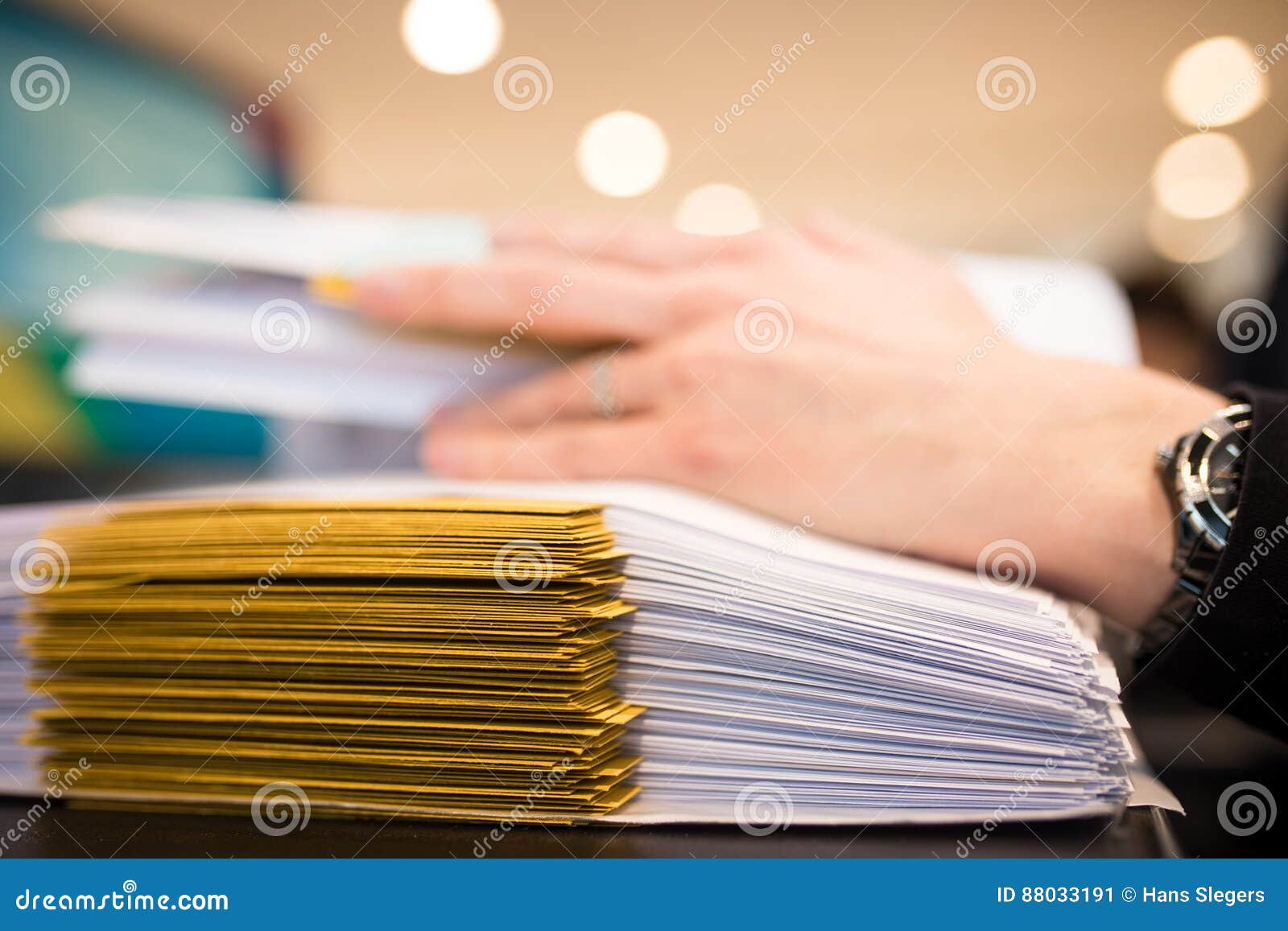 At the Office Working on Files Stock Image - Image of overwhelmed ...