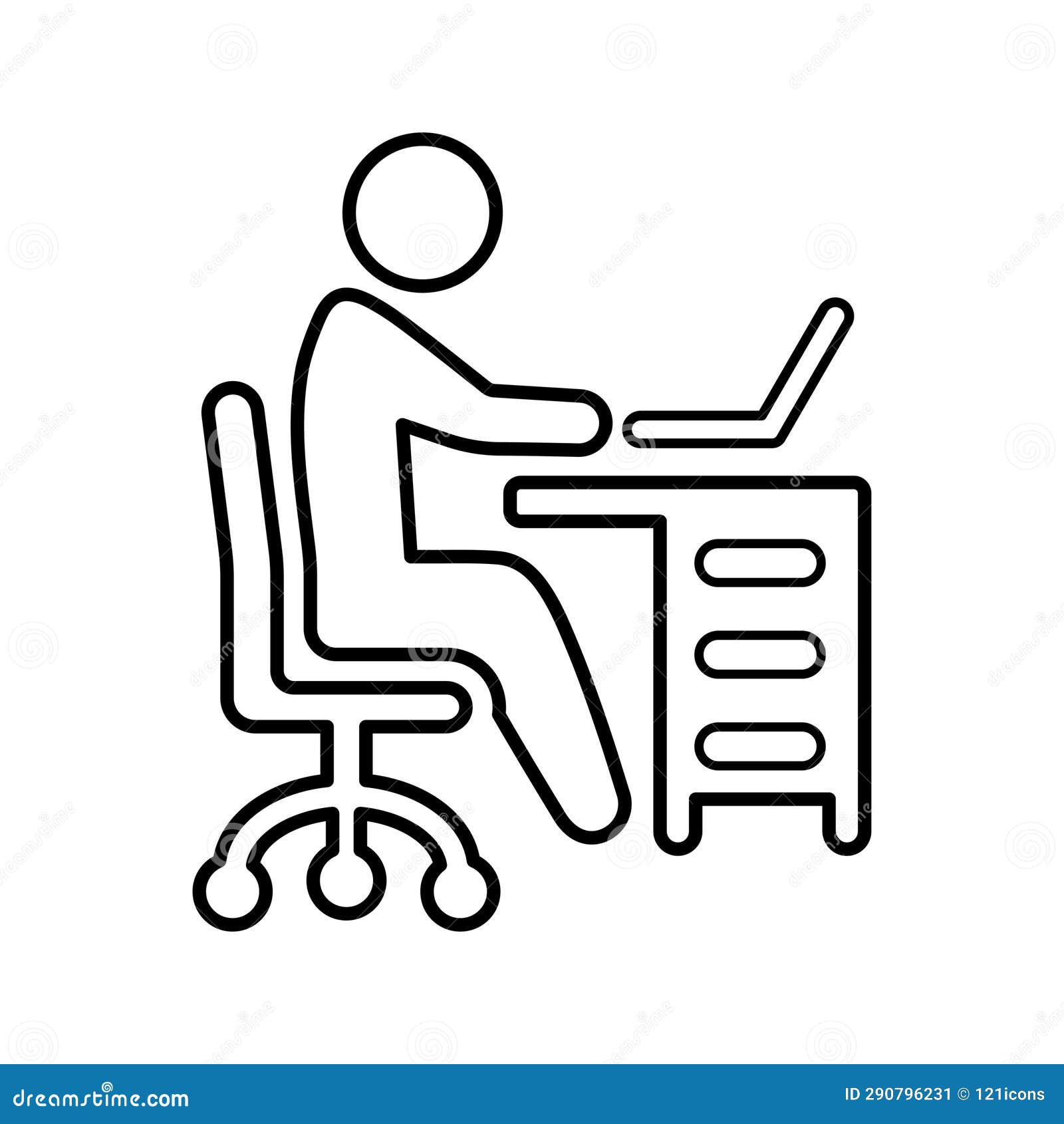 Office Working Icon. Line, Outline Design Stock Vector - Illustration ...