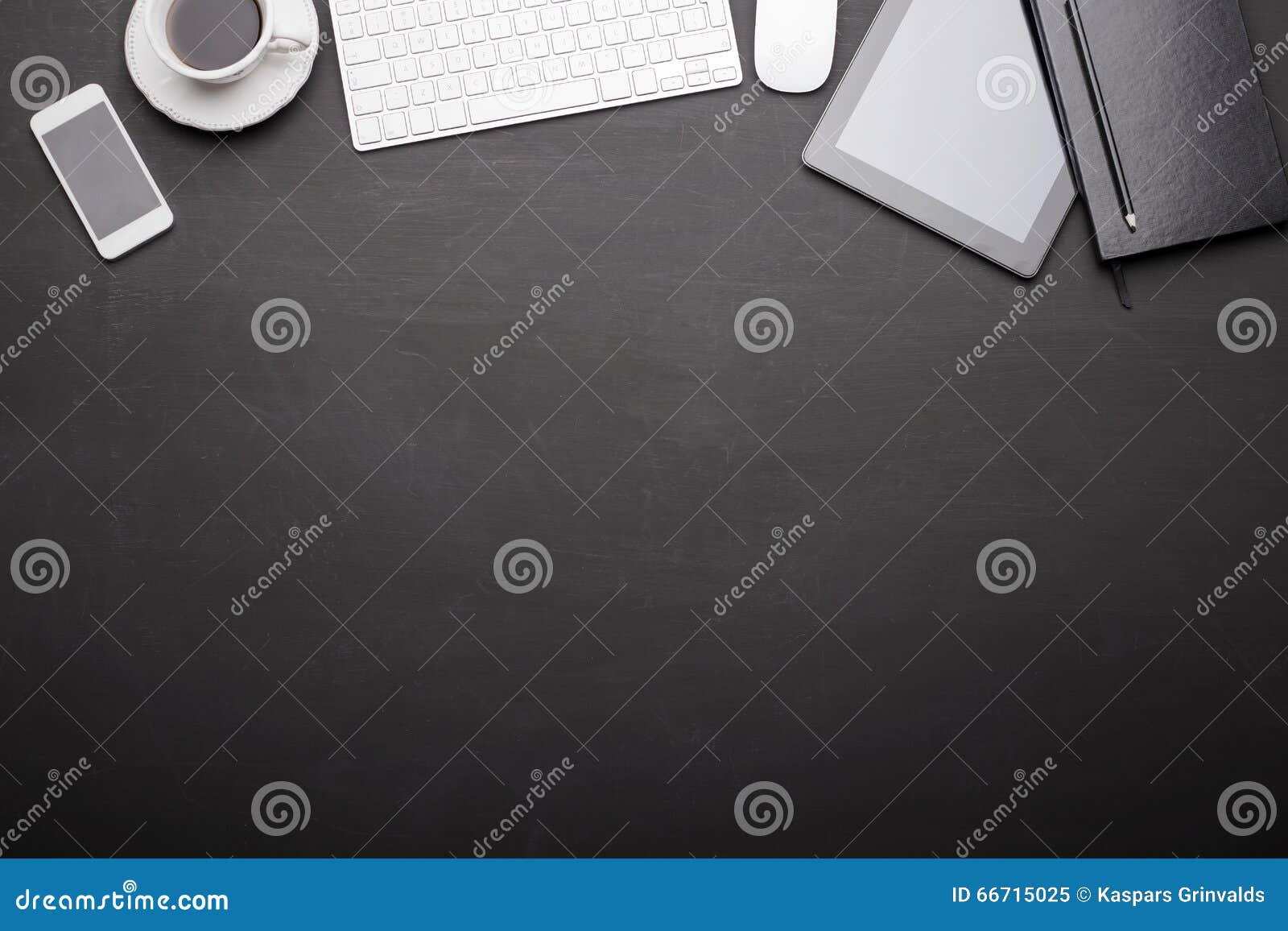 Office Working Tools on Black Background Stock Image - Image of laptop ...
