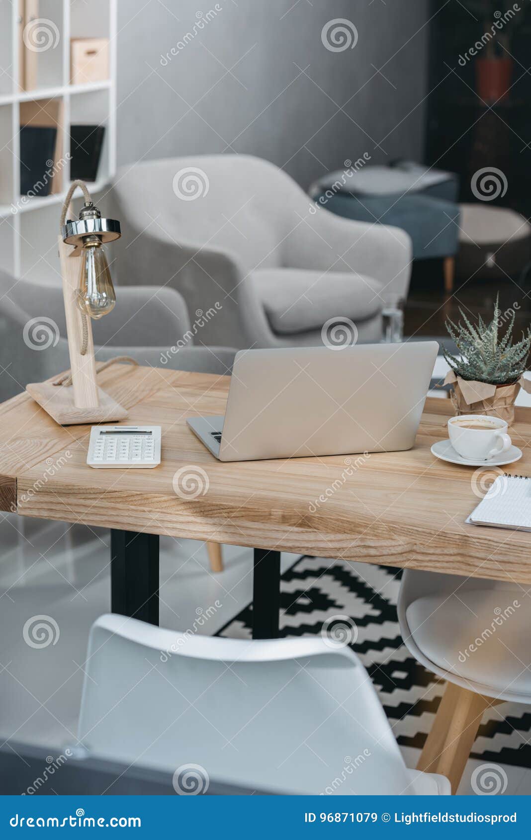 Office Workplace with Coffee and Laptop Computer Stock Image - Image of ...