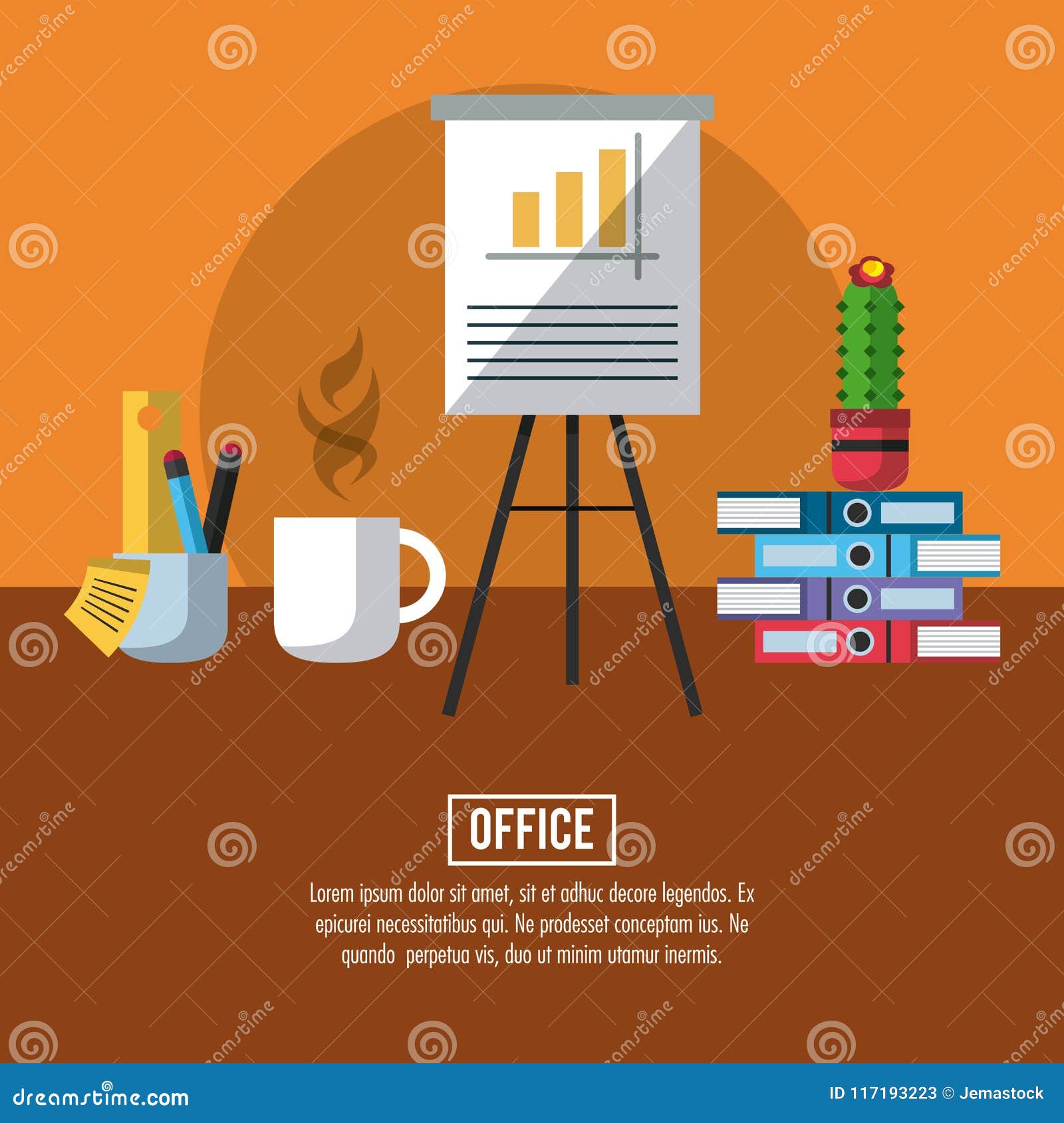Office workplace concept stock vector. Illustration of banner - 117193223