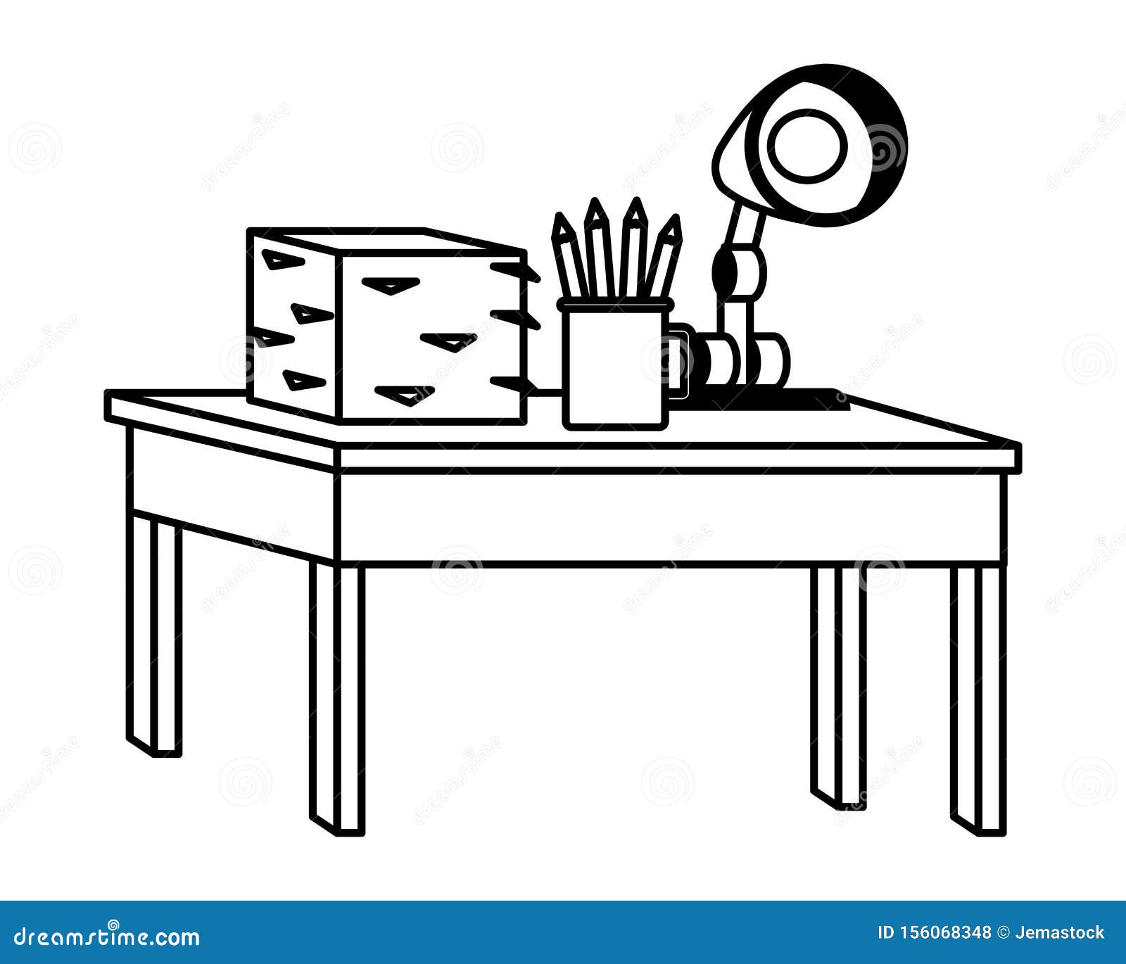 Office and Workplace Elements Cartoons in Black and White Stock Vector ...