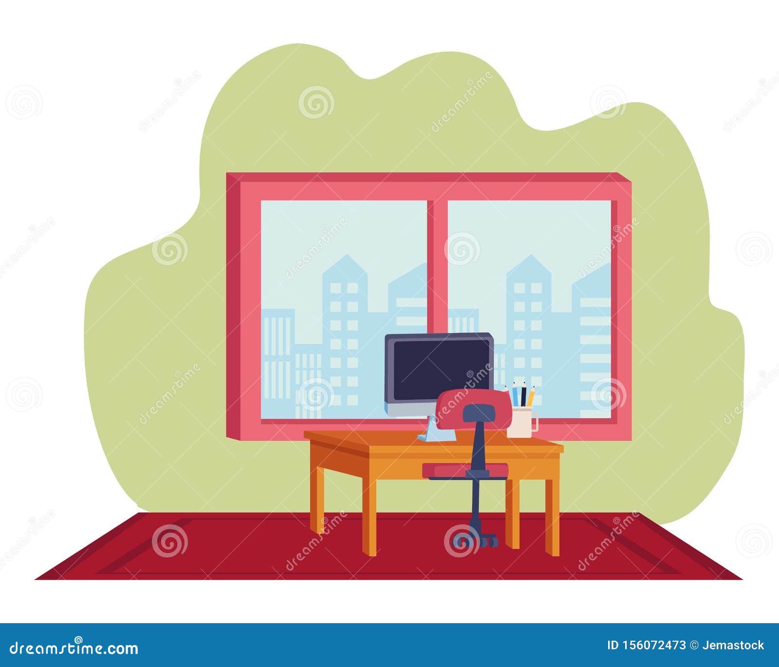 Office and Workplace Elements Cartoons Stock Vector - Illustration of ...