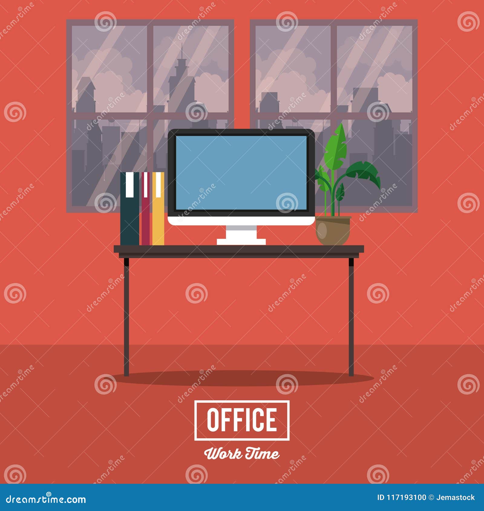 Office work time stock vector. Illustration of desk - 117193100