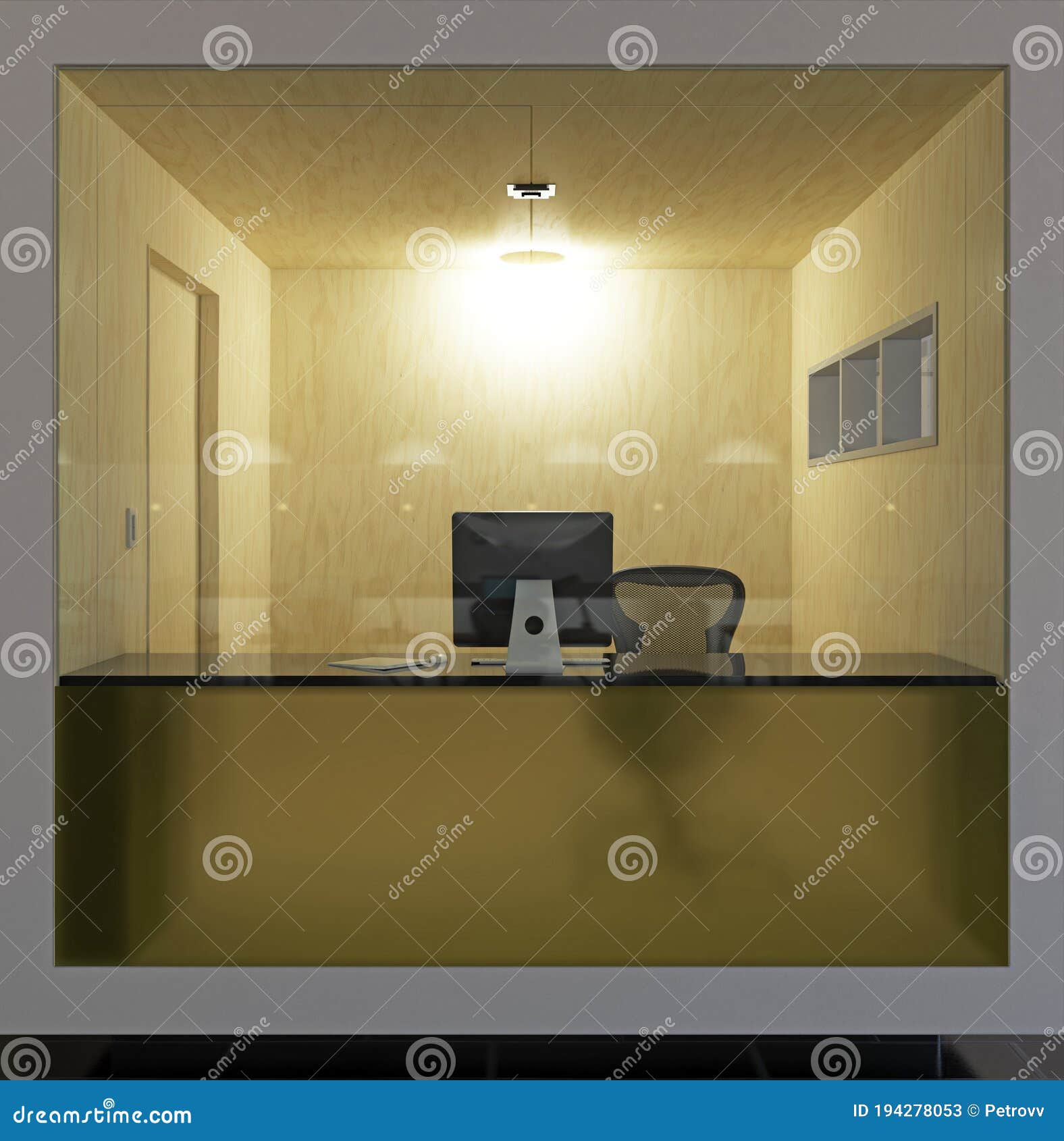 Office Workplace Inside a Cube Stock Illustration - Illustration of ...