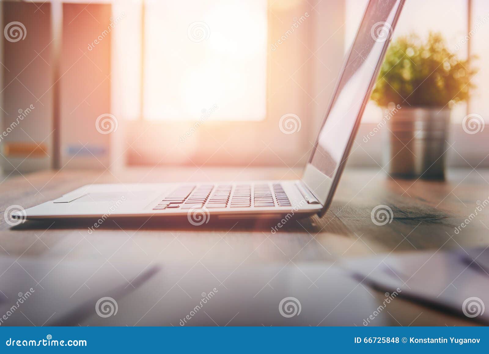 Office Workplace with Laptop Stock Photo - Image of home, internet ...